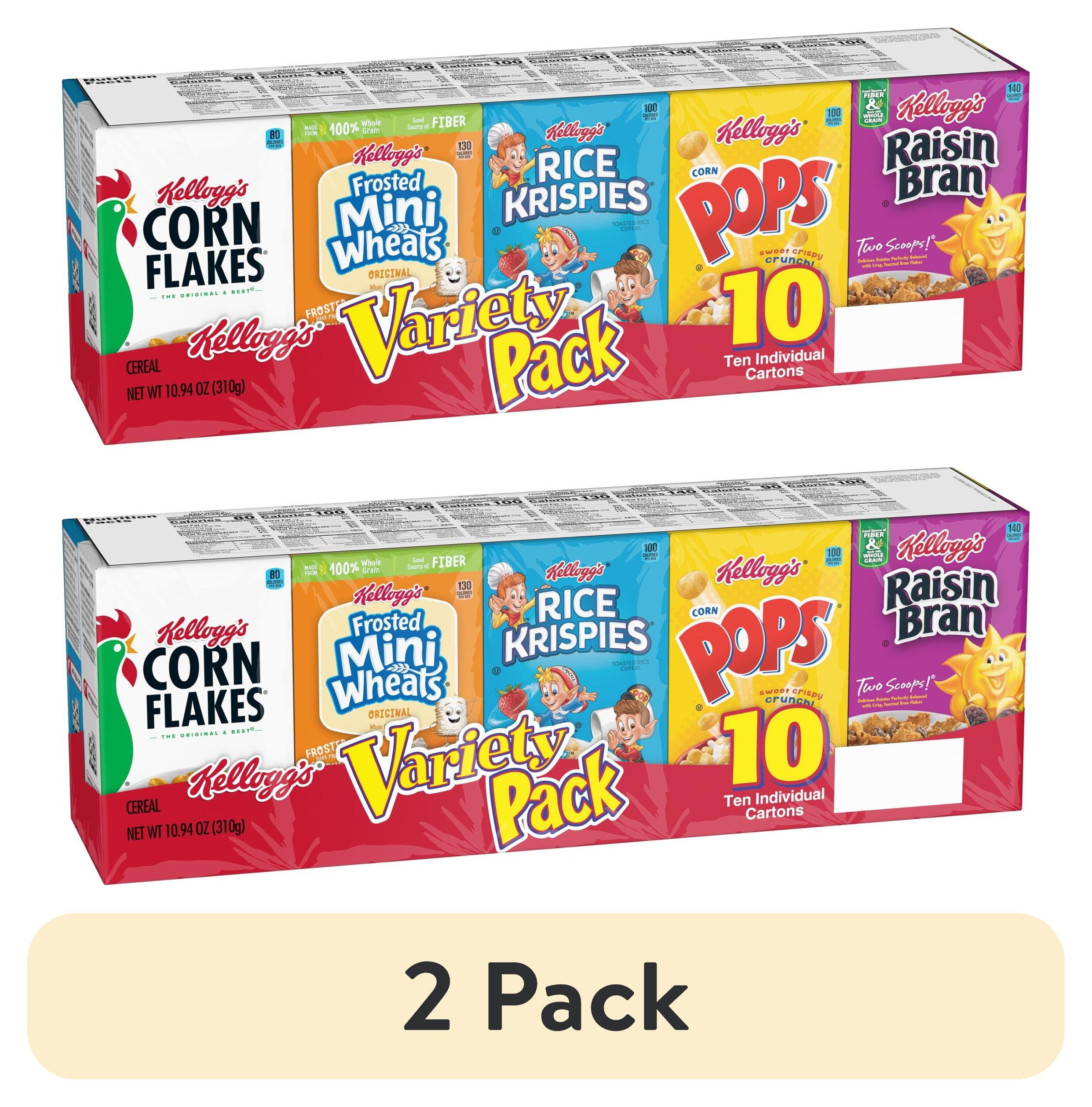 (2 pack) Kellogg's Cold Breakfast Cereal, Single Serve, Variety Pack ...