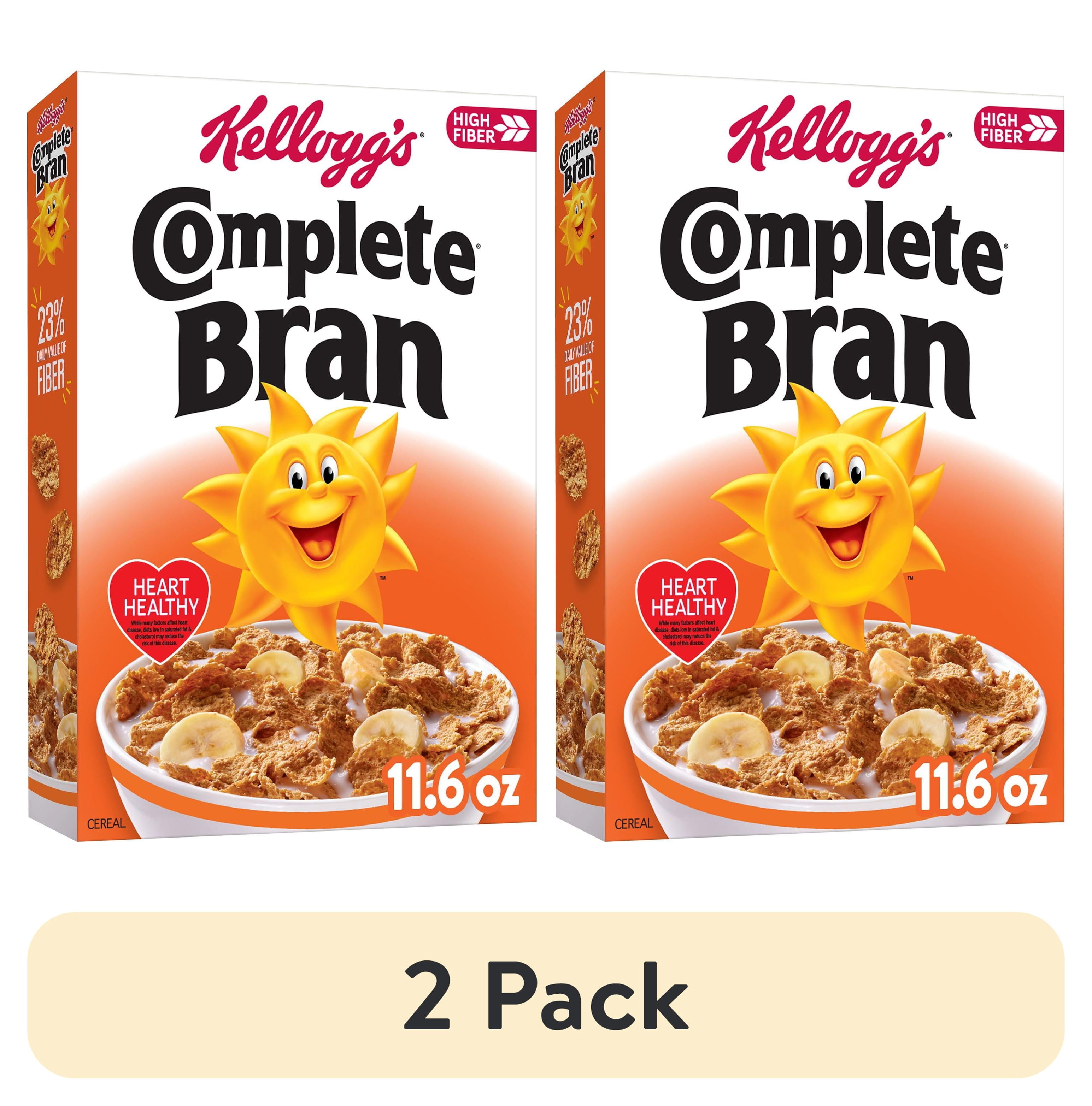 (2 pack) Kellogg's Complete Bran Breakfast Cereal, Fiber Cereal, Family ...