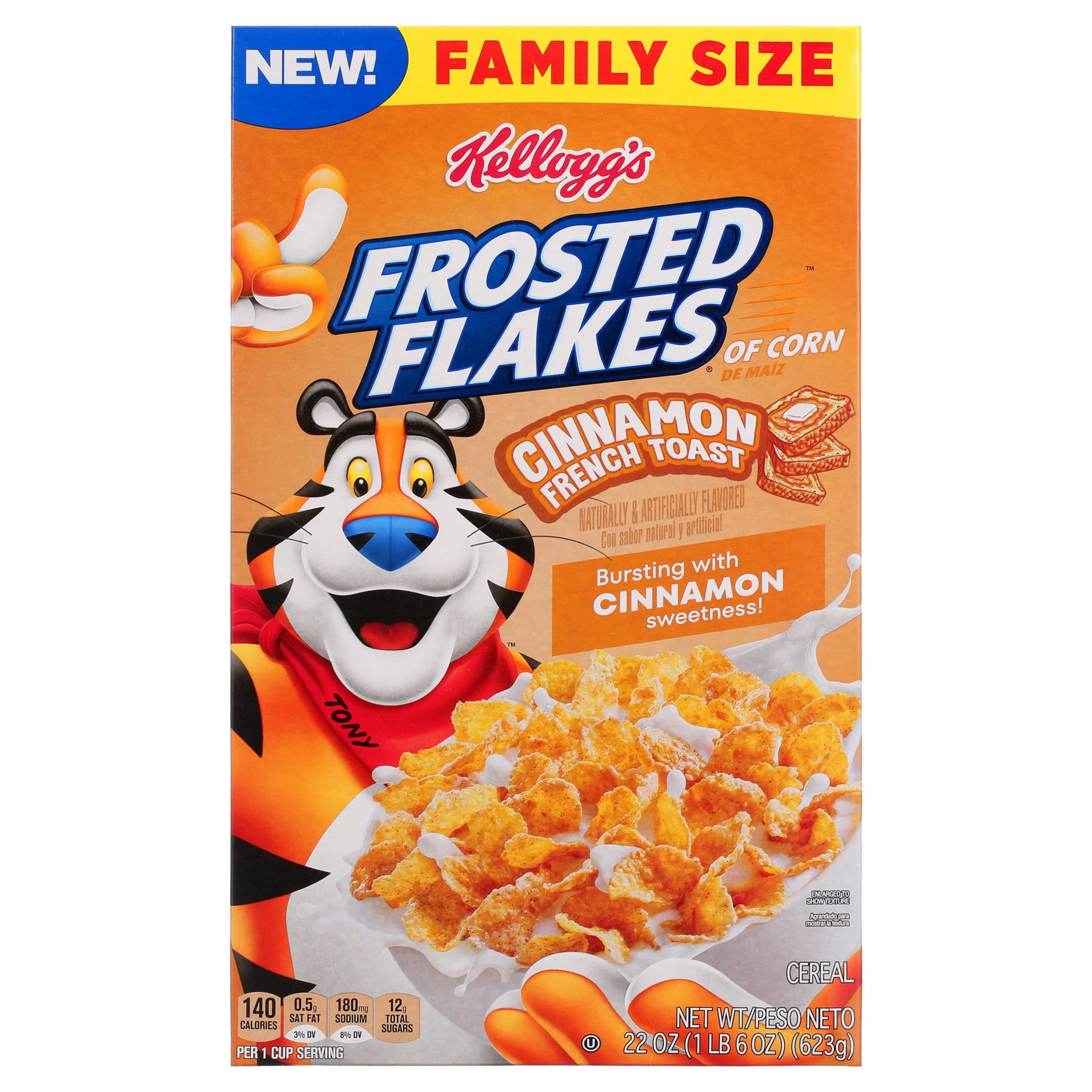 (2 pack) Kellogg's Frosted Flakes Cereal Cinnamon French Toast 22oz ...