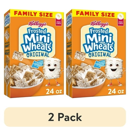 (2 pack) Kellogg’s Frosted Mini-Wheats Breakfast Cereal, High Fiber ...