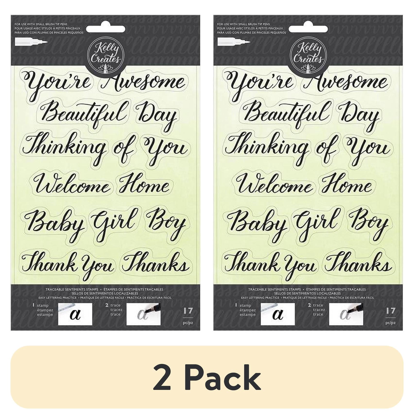 (2 pack) Kelly Creates Acrylic Traceable Stamps-Sentiment - Walmart.com