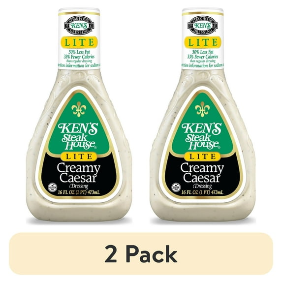 (2 pack) Ken's Steak House Lite Creamy Caesar Salad Dressing, 16 fl oz ...