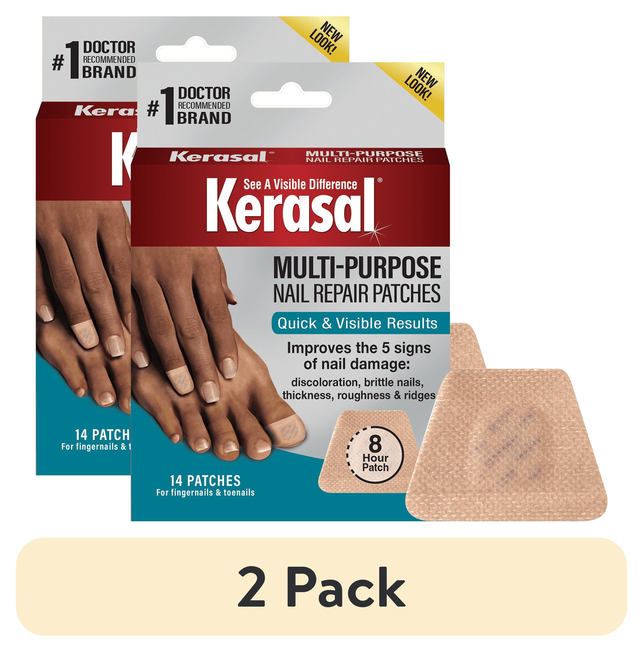 (2 pack) Kerasal Multi-Purpose Nail Repair Patches for Damaged Nails, 8 ...