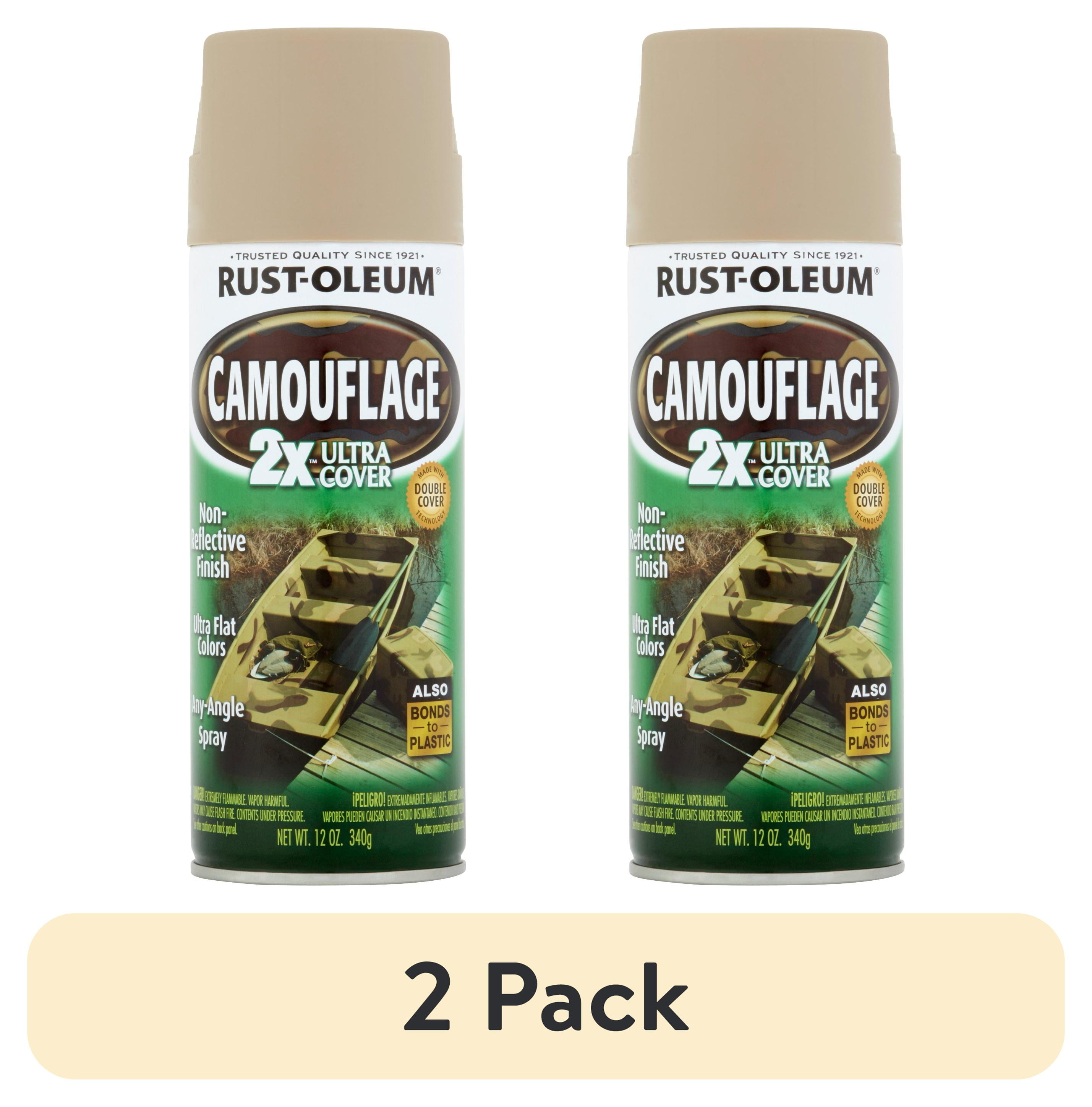 (2 pack) Khaki, Rust-Oleum Camouflage 2X Ultra Cover Spray Paint, 12 oz ...
