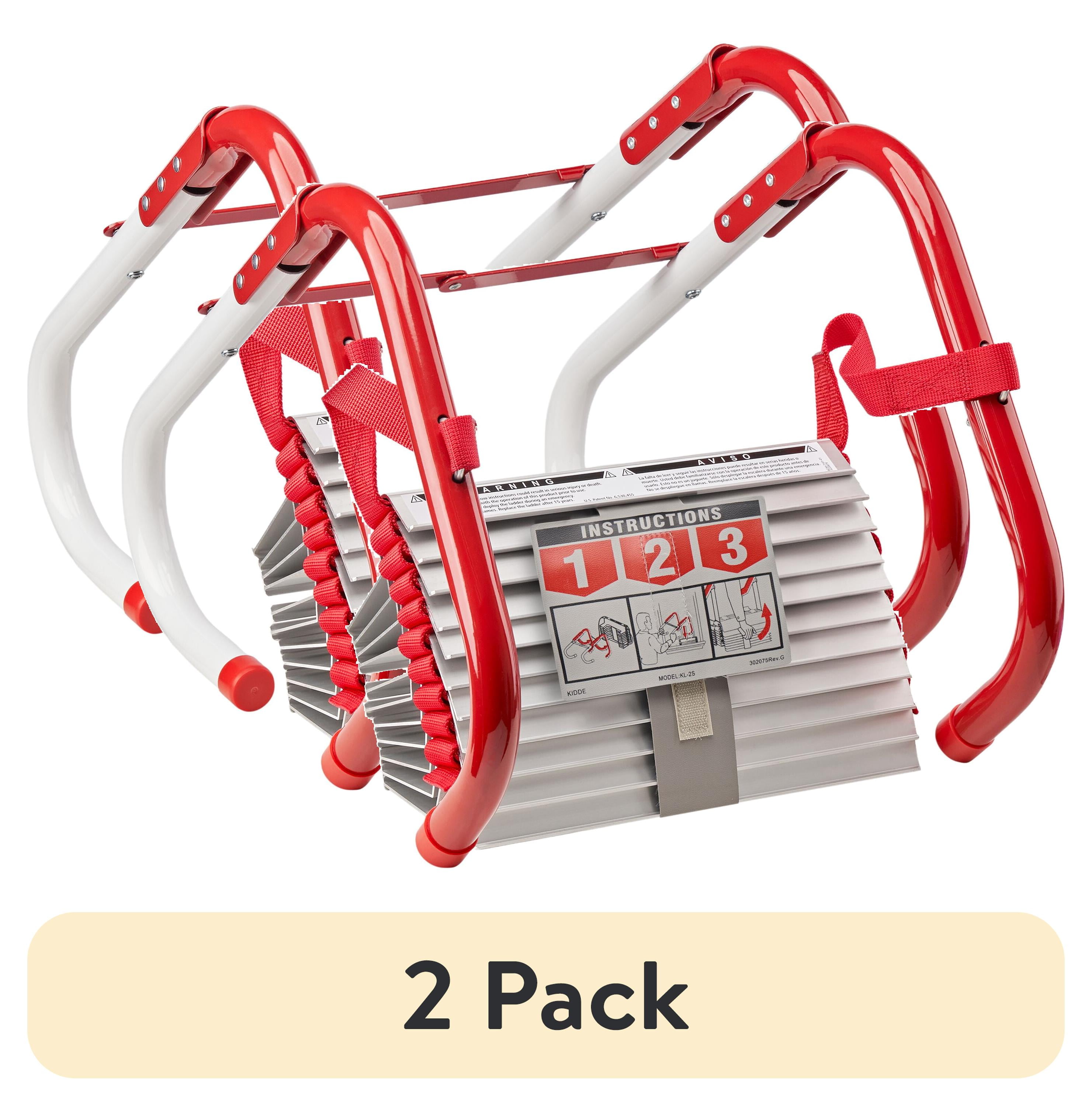 (2 pack) Kidde 2-Story Fire Escape Ladder with Steel Anti-Slip Rungs ...