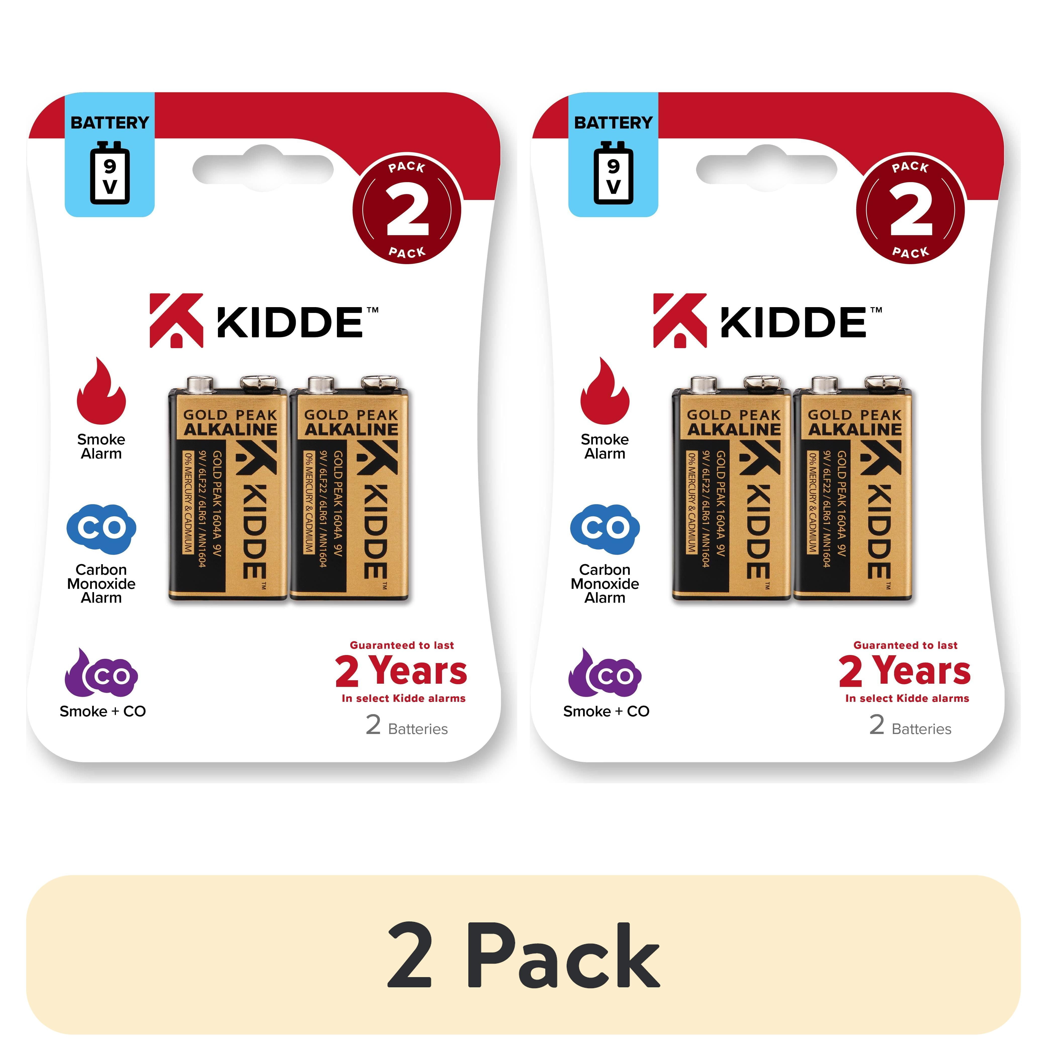 (2 pack) Kidde 9-Volt Smoke Detector Replacement Battery, 2 Count ...