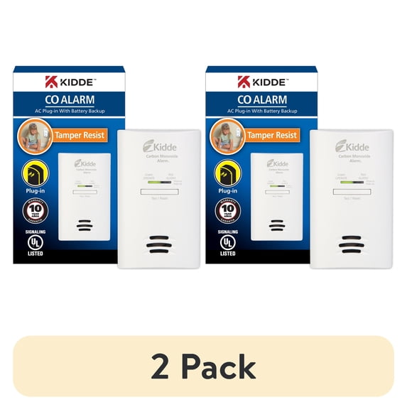(2 pack) Kidde AC Plug-In Carbon Monoxide Detector with Battery Backup ...