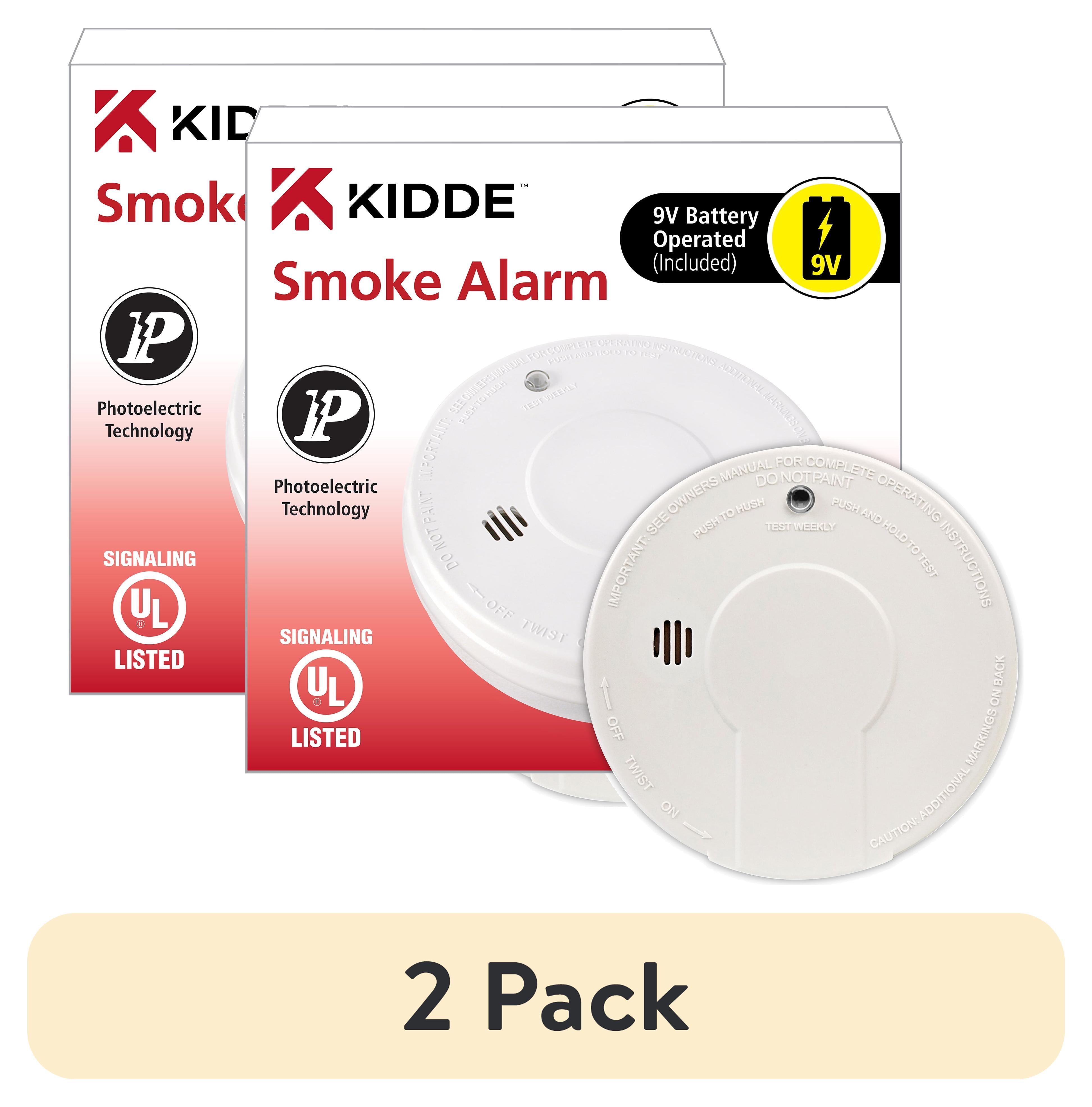 (2 pack) Kidde Battery-Operated Photoelectric Smoke Alarm P9050 ...