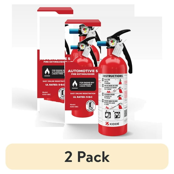 (2 pack) Kidde Fire Extinguisher for Vehicles, Single-Use, Dry Chemical ...