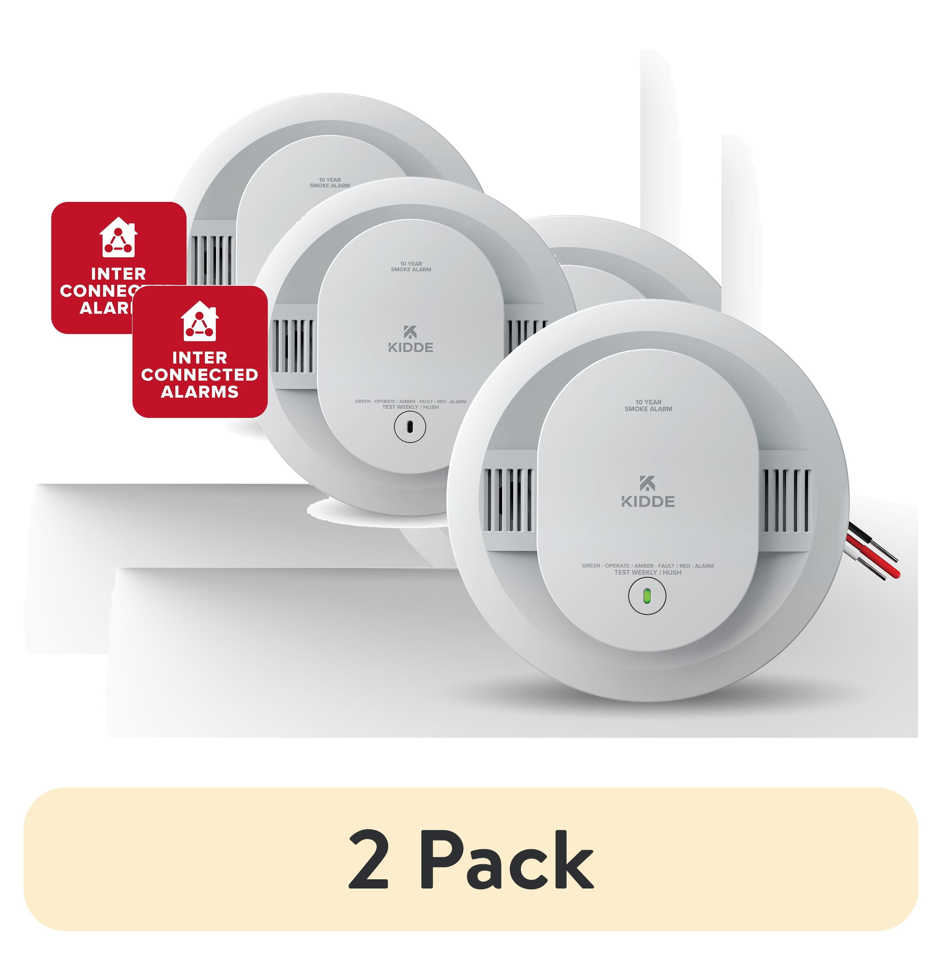 (2 pack) Kidde Hardwired Photoelectric Smoke Detector Alarm, 10-Year ...