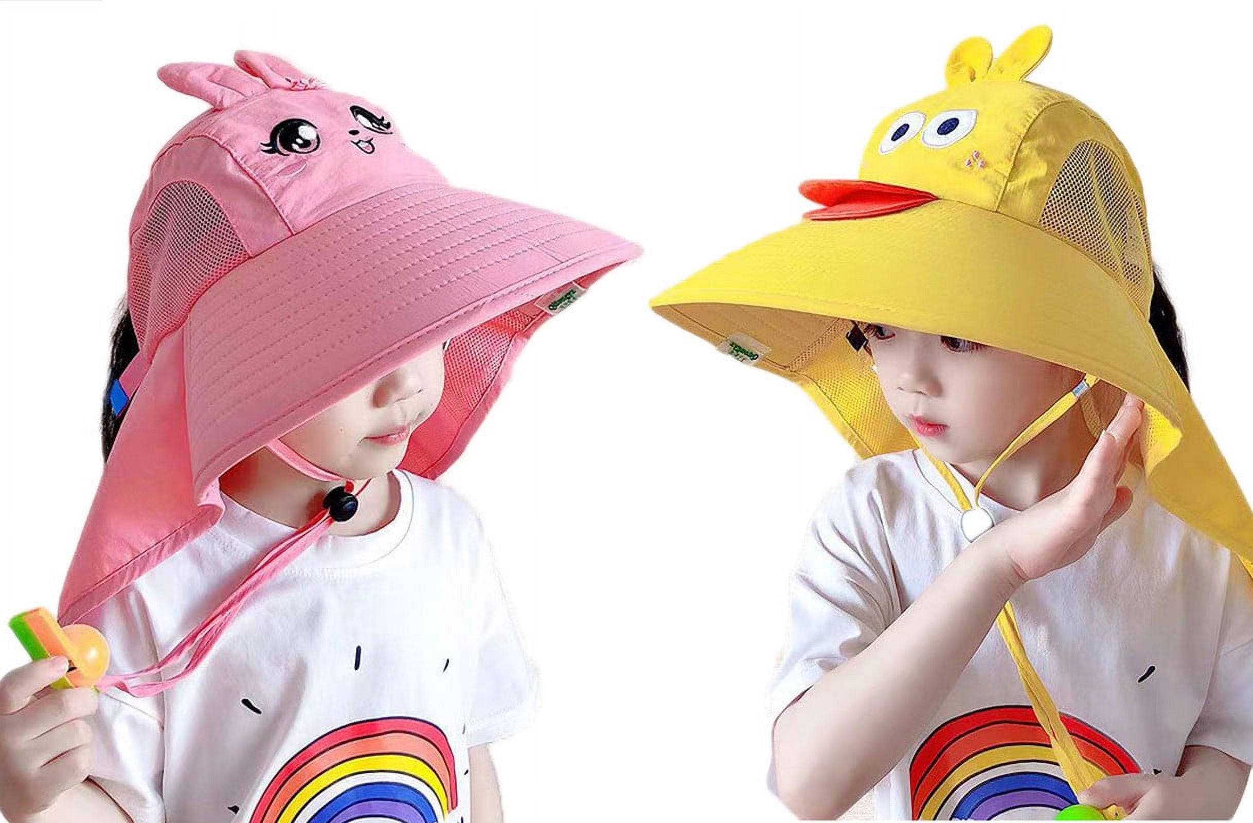 2 pack Kids Sun Hat UPF 50+ Breathable Summer Wide Brim Beach Hats with ...