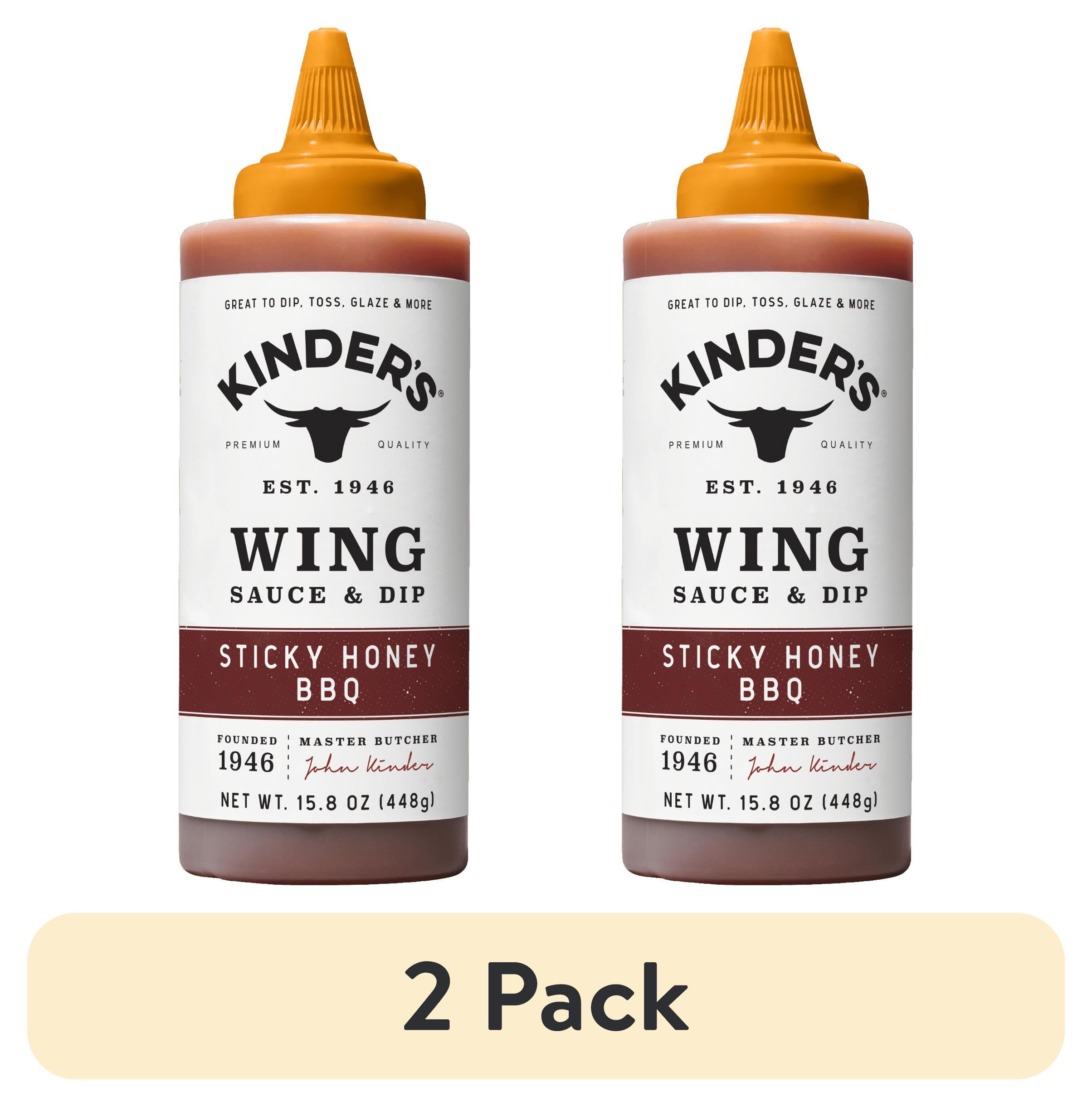 (2 pack) Kinder's Sticky Honey BBQ Wing Sauce and Dip, 15.8 oz Squeeze ...