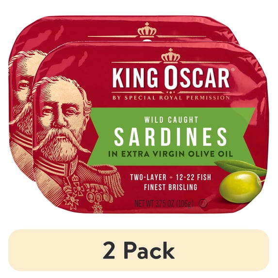 (2 pack) King Oscar Wild Caught Brisling Sardines in Extra Virgin Olive ...