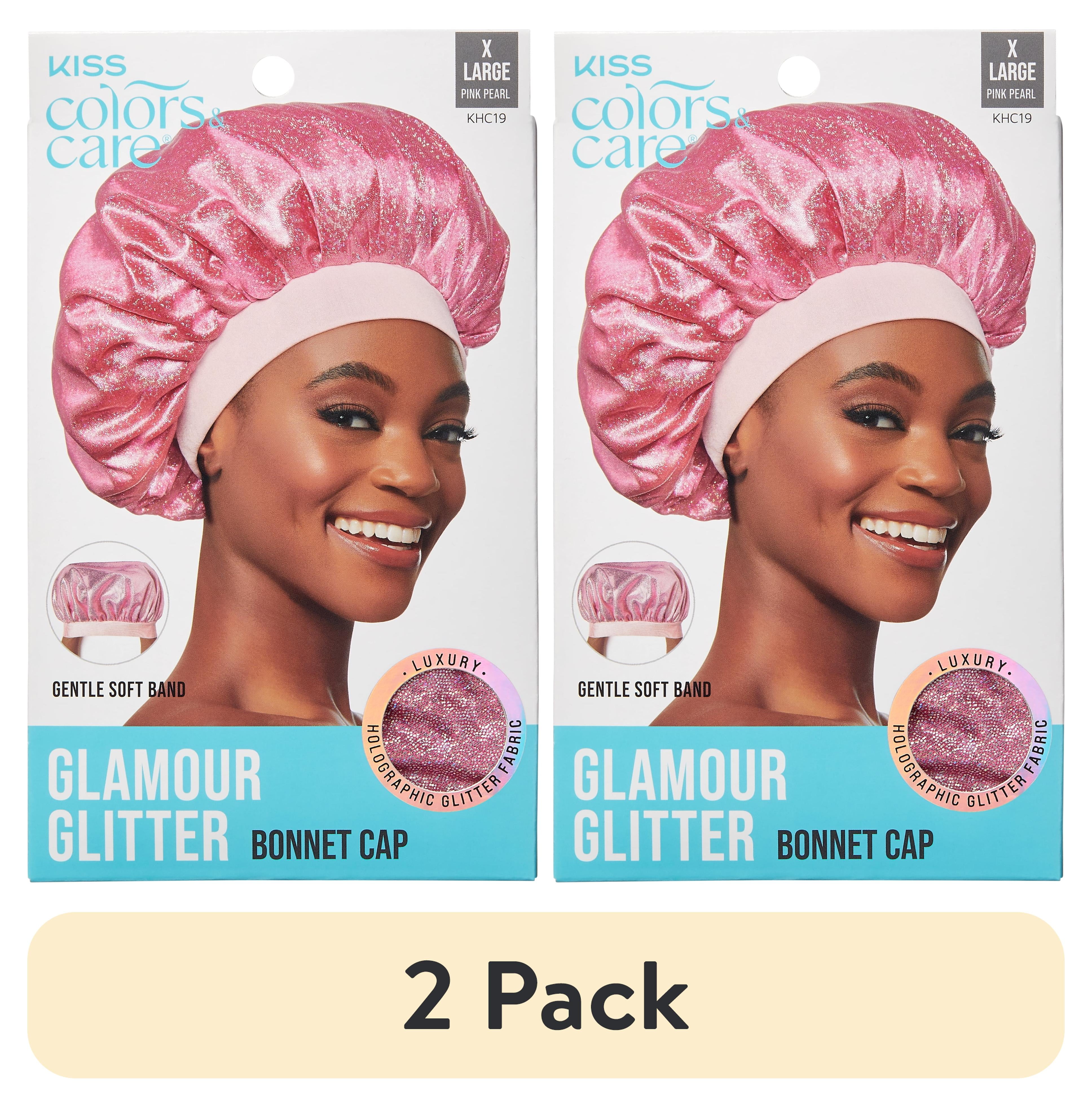 (2 pack) Kiss Colors & Care Glitter Hair Bonnet Cap, Wide Edge, XL ...