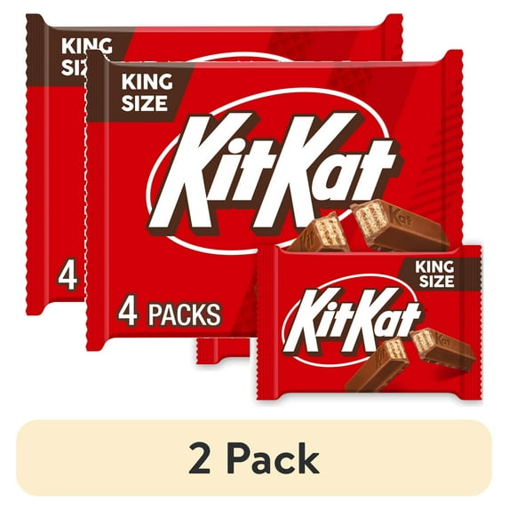 (2 pack) Kit Kat Milk Chocolate Wafer King Size Candy, Bars 3 oz, 4 ...