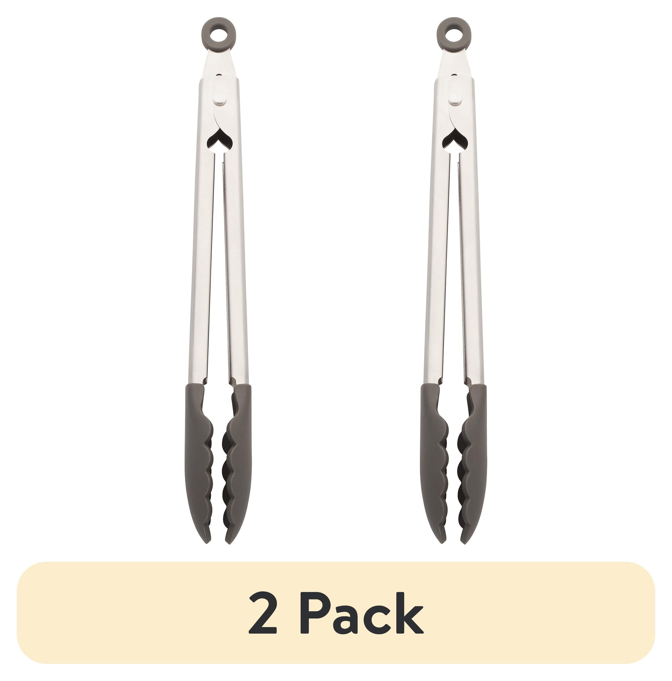 (2 pack) Kitchenaid Stainless Steel Silicone Gray Tipped Tongs ...