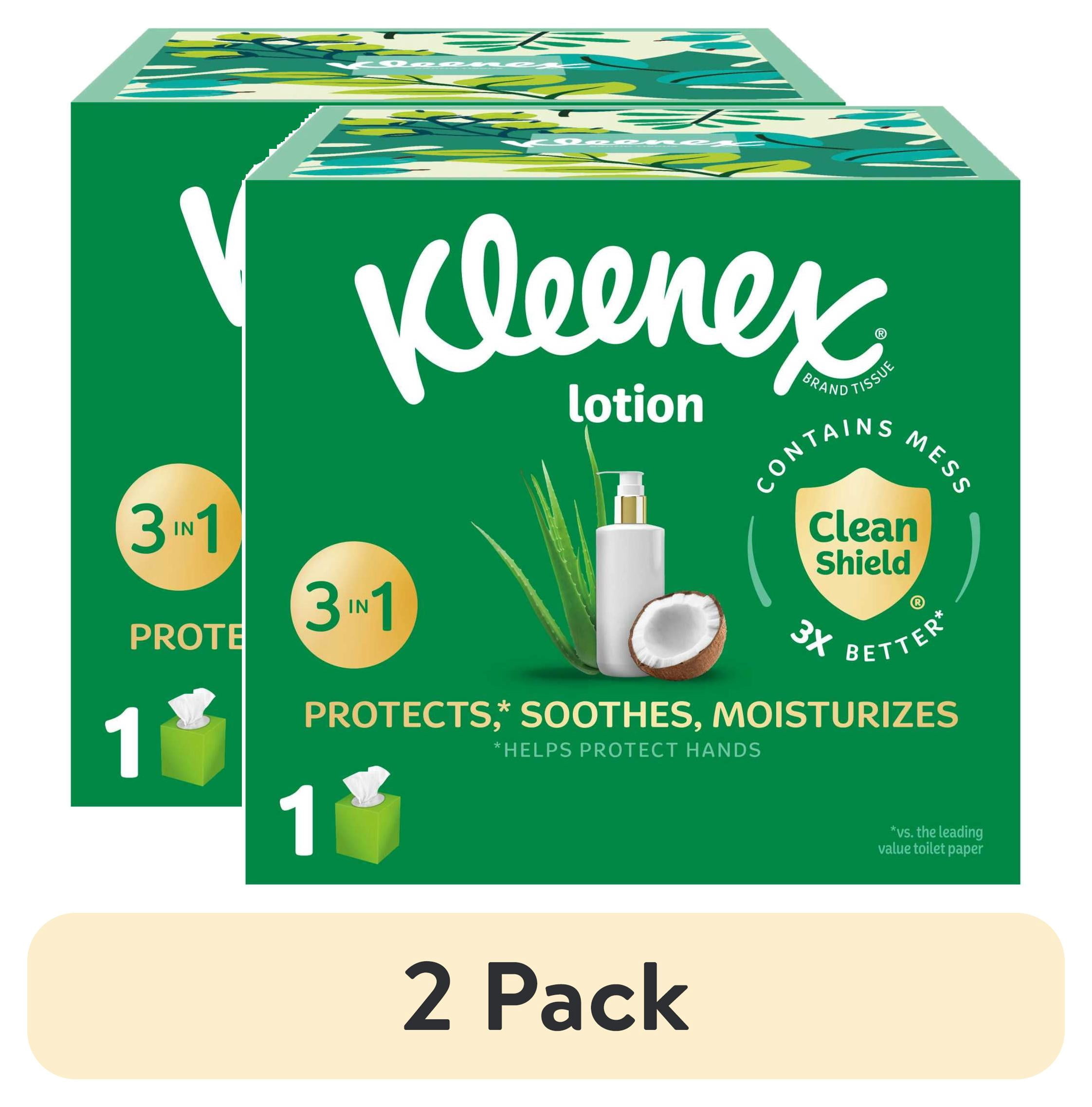 (2 pack) Kleenex Lotion Facial Tissues with Coconut Oil, 1 Cube Box, 60 ...