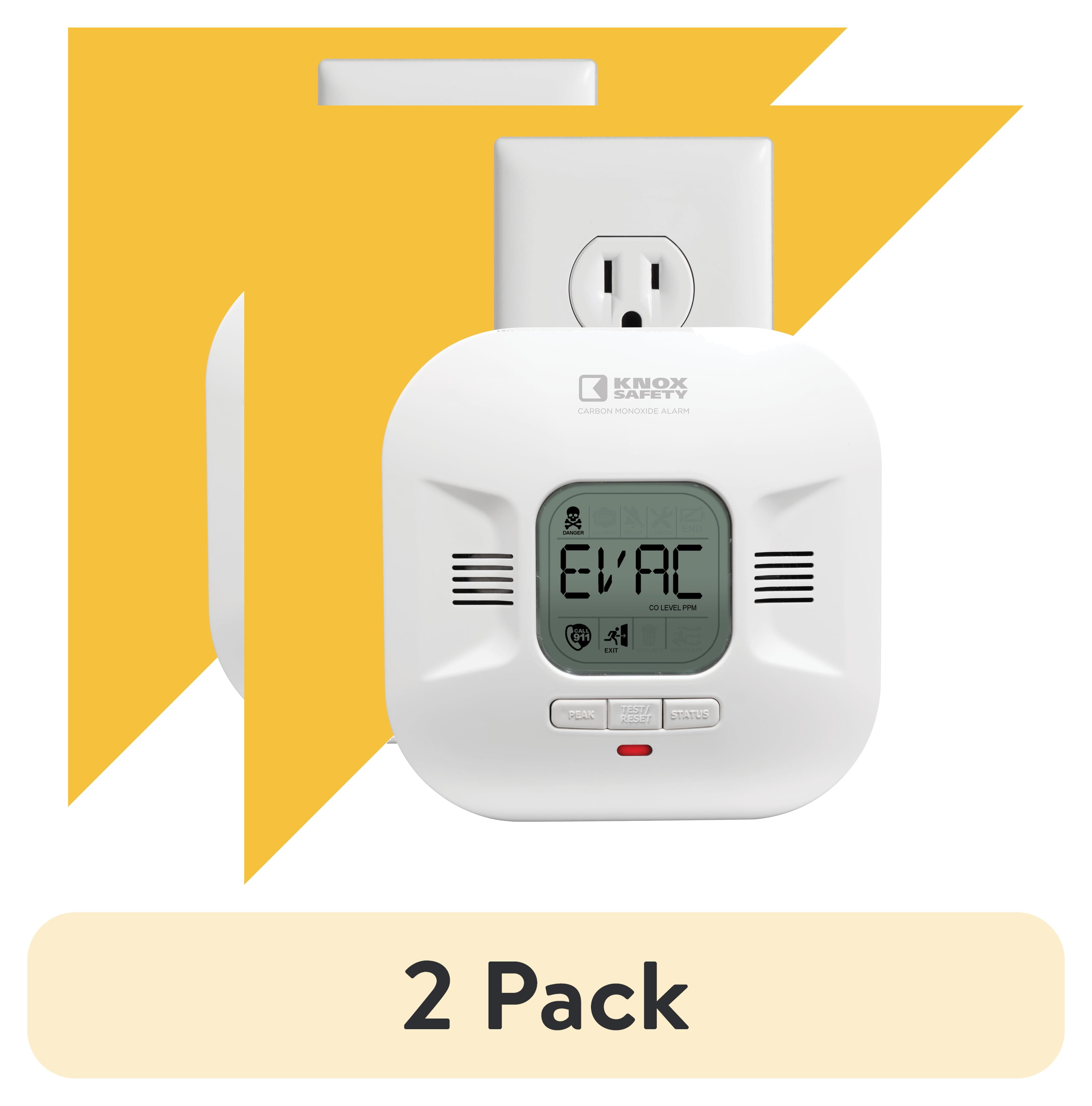 (2 pack) Knox Safety Plugin Carbon Monoxide Detector, Voice Alert & LCD ...