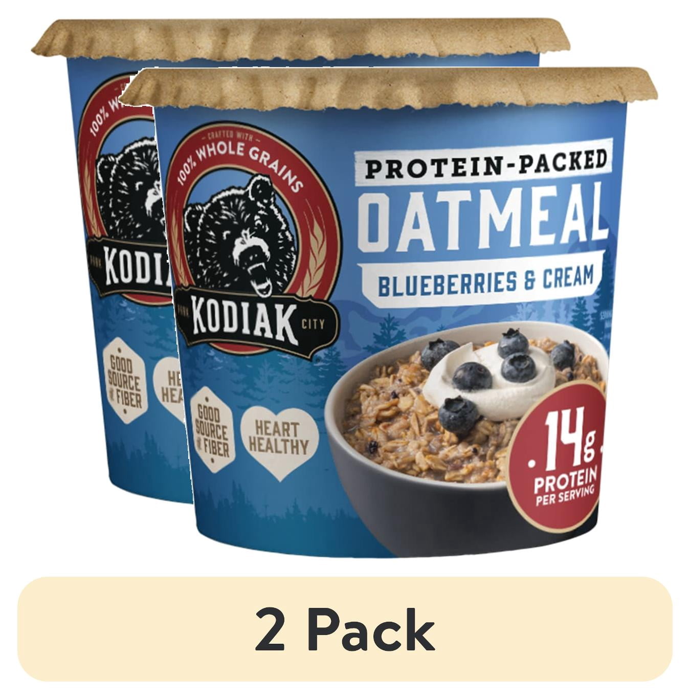 (2 pack) Kodiak Protein-Packed Blueberries and Cream Instant Oatmeal ...