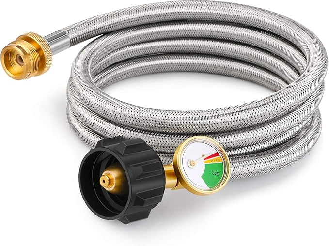 (2 pack) Kohree 6FT Propane Hose Adapter with Gauge,1lb to 20lb Propane ...