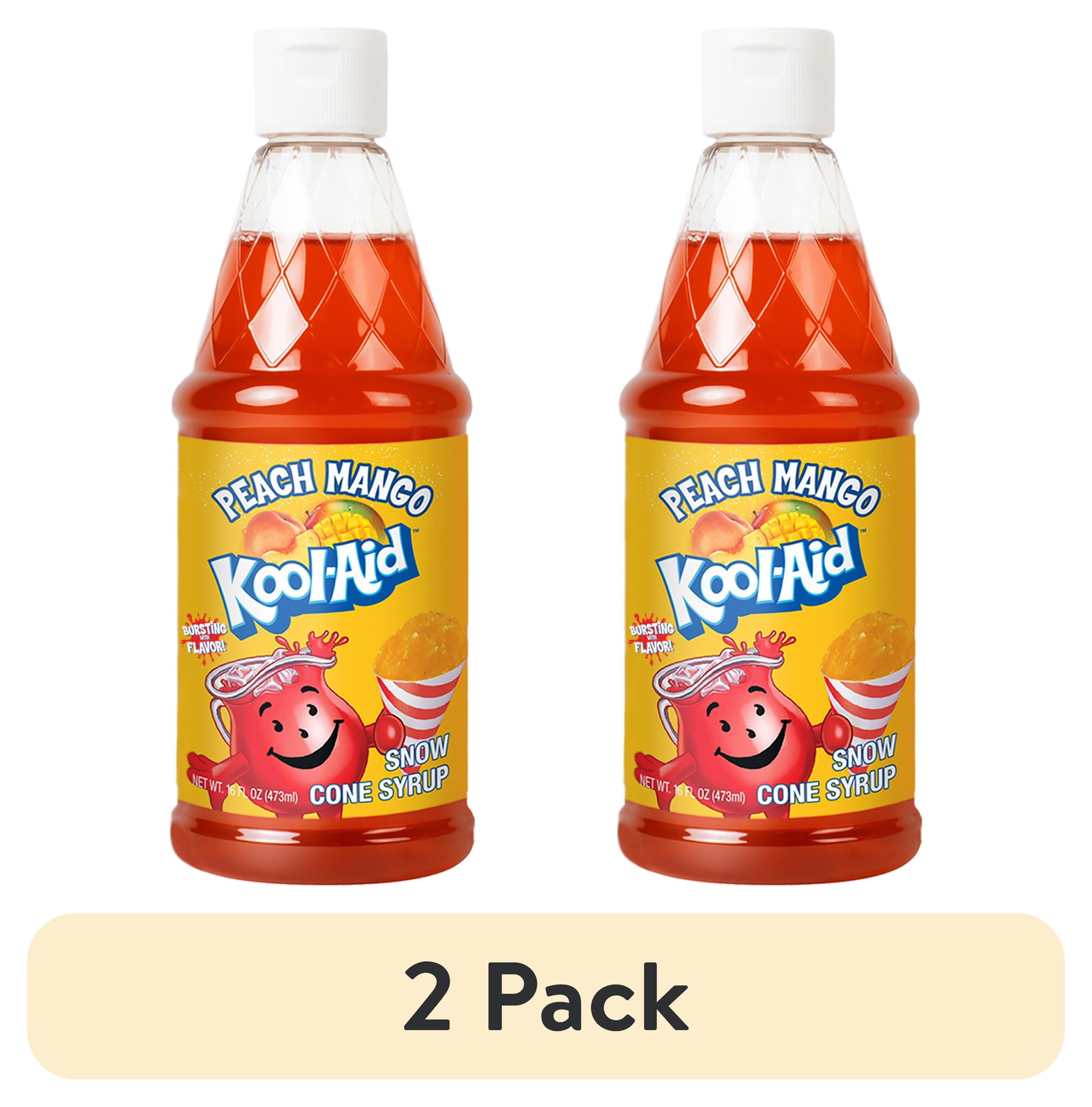 (2 pack) Kool-Aid Peach Mango Snow Cone Syrup, Gluten Free, 16 oz ...