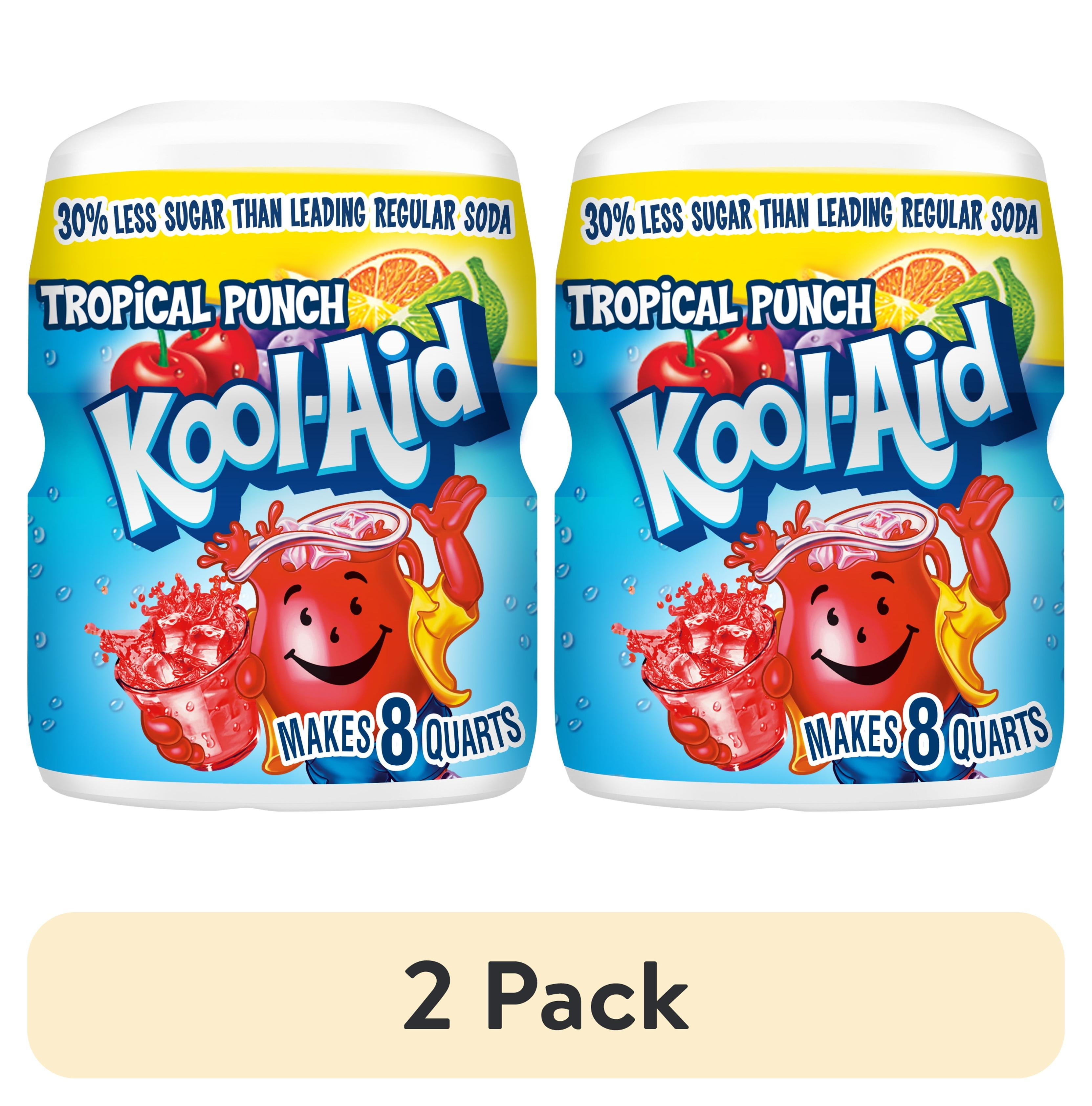(2 pack) Kool-Aid Sugar Sweetened Tropical Punch Powdered Drink Mix, 19 ...