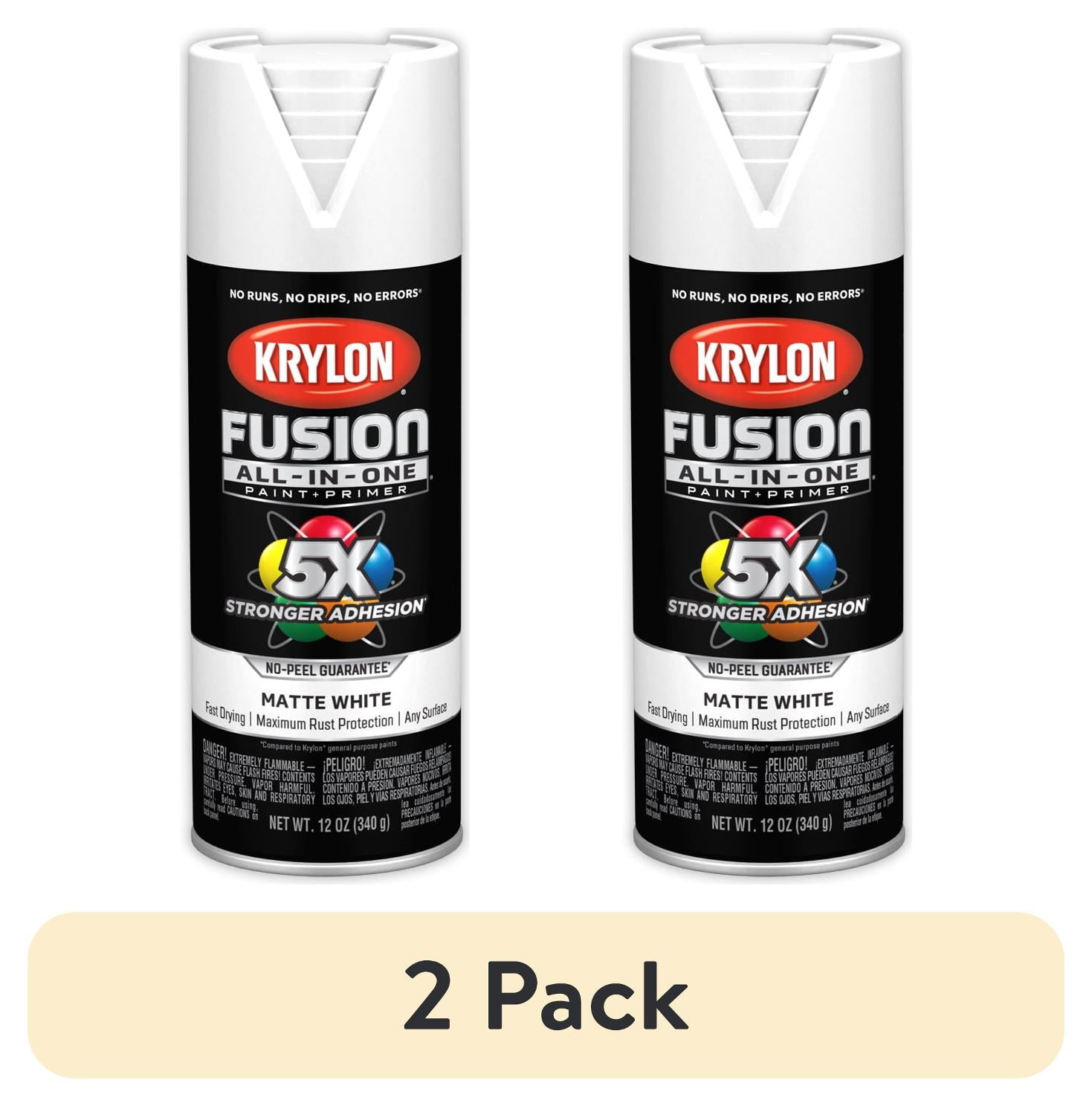 (2 pack) Krylon K02764007 Fusion All-In-One, Matte, White, 12 oz, Spray ...