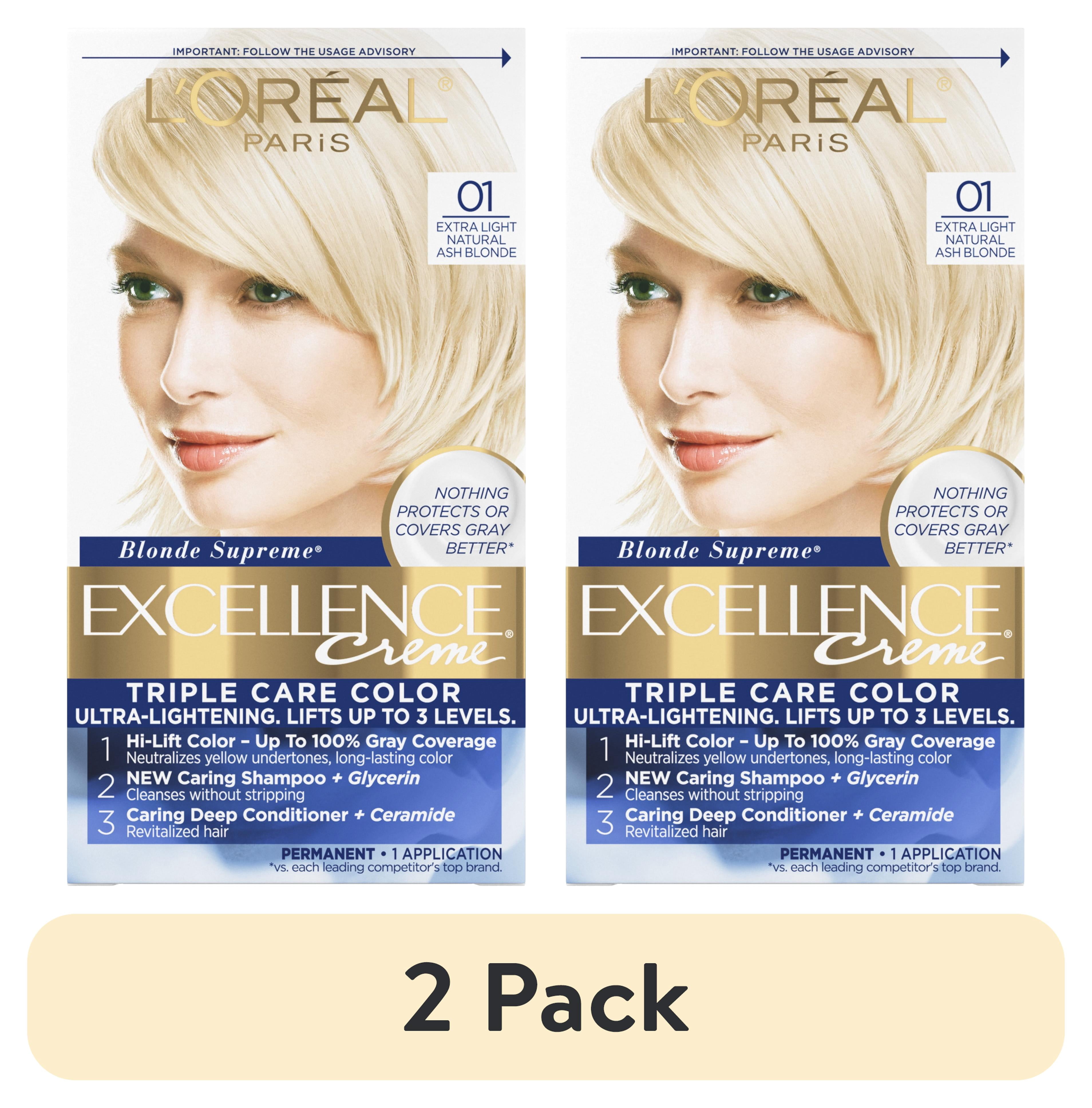 (2 pack) L'Oreal Paris Excellence Creme Permanent Hair Color, Triple ...