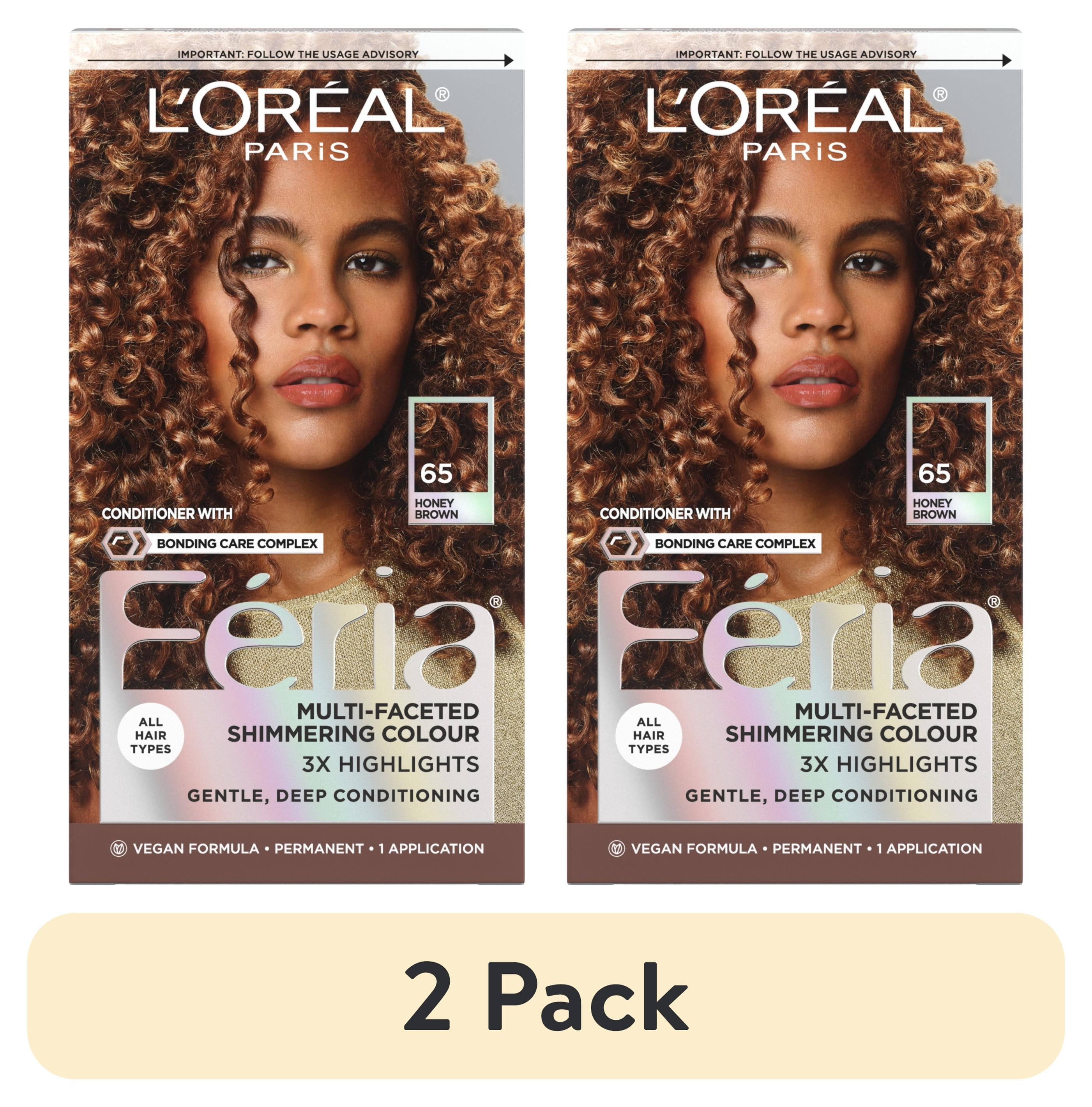 (2 pack) L'Oreal Paris Feria Shimmering Permanent Hair Color, 65 Honey Brown, 1 Kit - Walmart.com