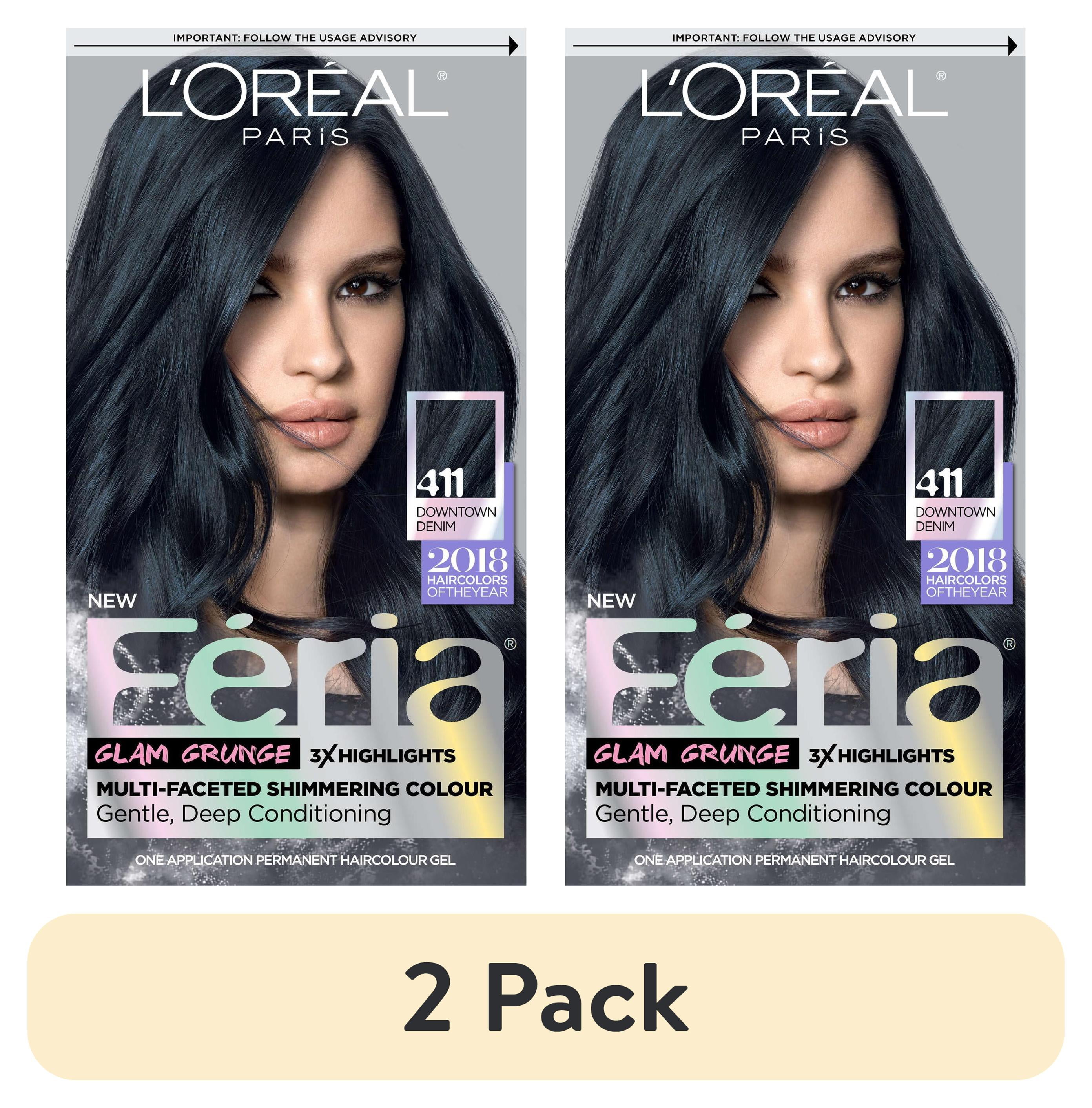 (2 pack) L'Oreal Paris Feria Shimmering Permanent Hair Color, Downtown ...