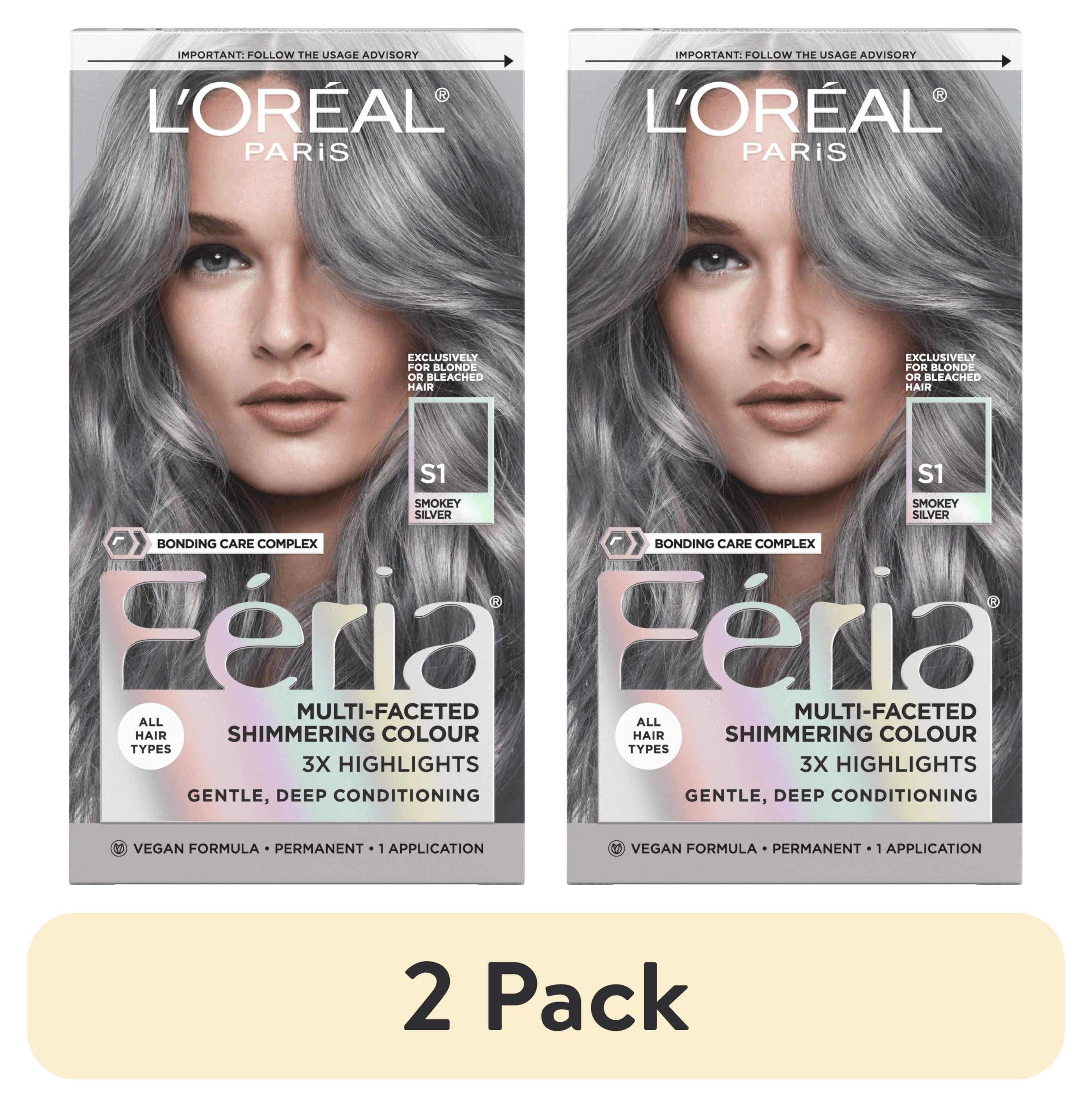 (2 pack) L'Oreal Paris Feria Shimmering Permanent Hair Color, Smokey ...