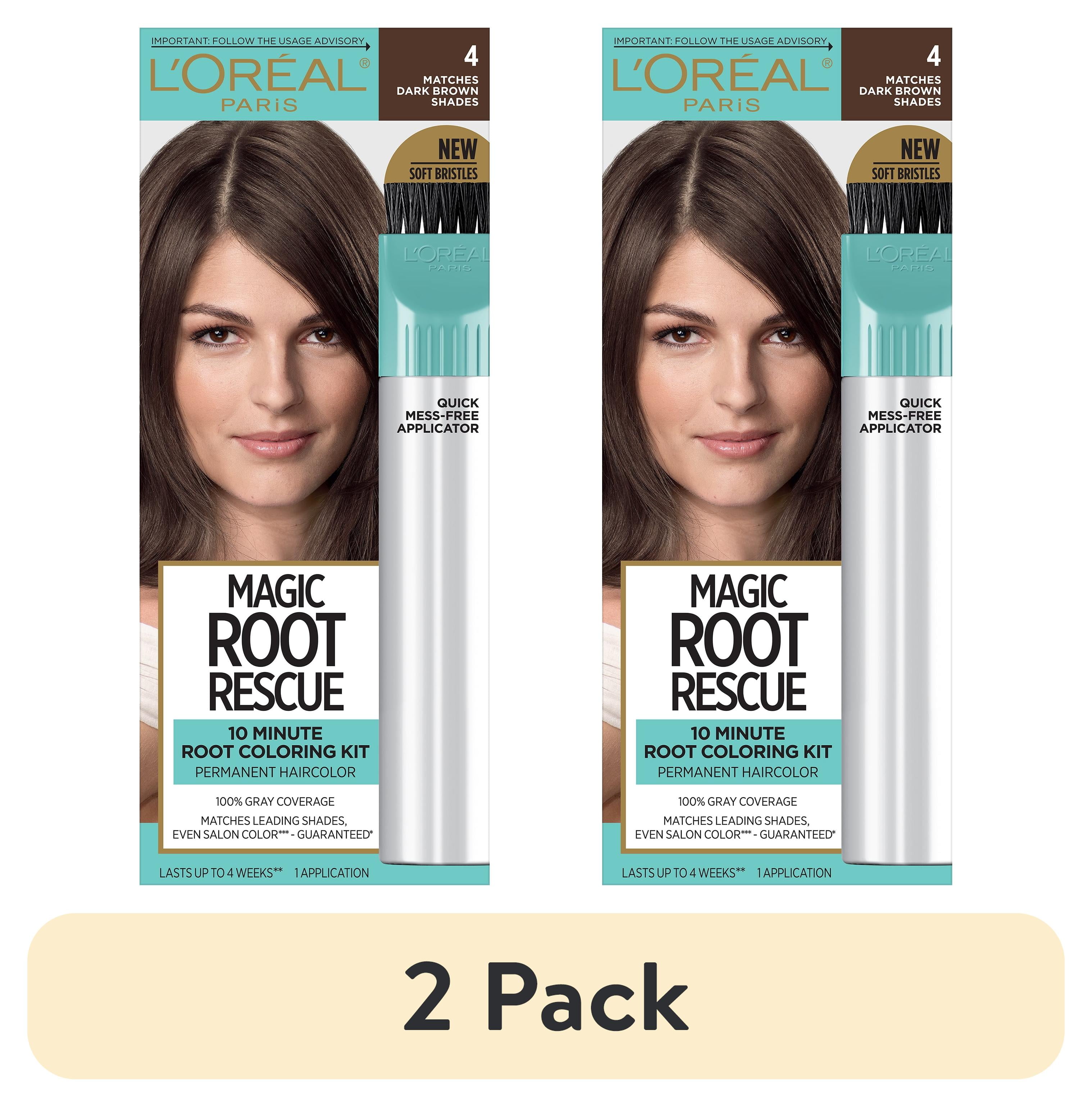 (2 pack) L'Oreal Paris Magic Root Rescue 10 Minute Root Hair Color, 4 ...