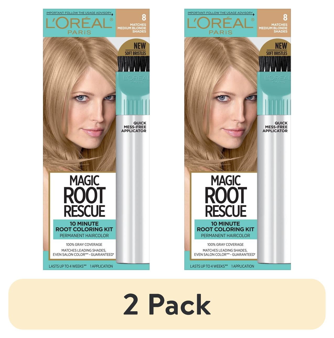 (2 pack) L'Oreal Paris Magic Root Rescue Hair Color, 8 Medium Blonde, 1 ...