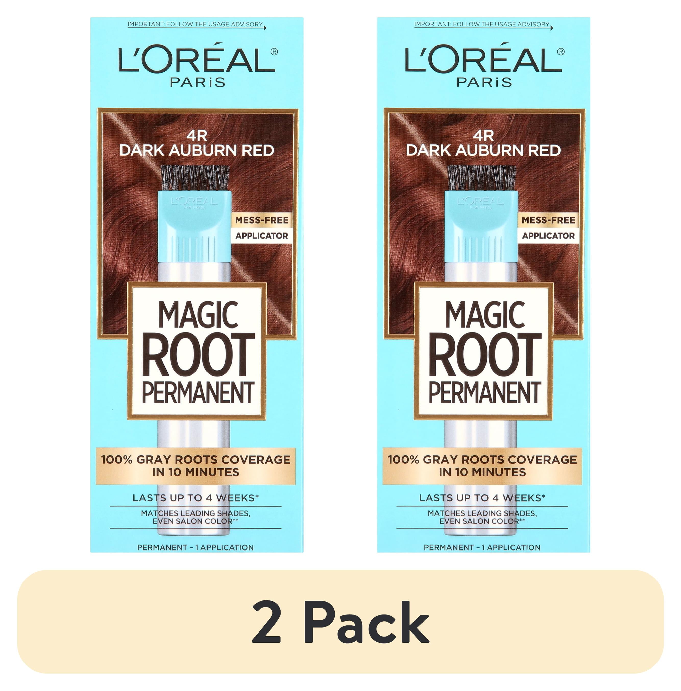 (2 pack) L'Oreal Paris Magic Root Rescue Permanent Hair Color, 4R Dark ...