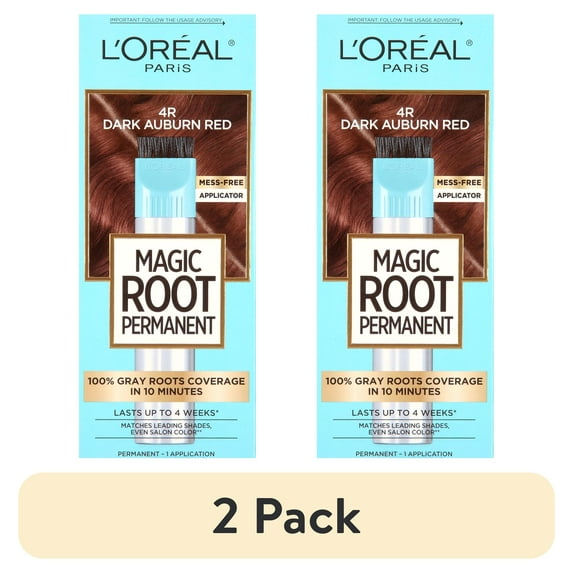 (2 pack) L'Oreal Paris Magic Root Rescue Permanent Hair Color, 4R Dark ...