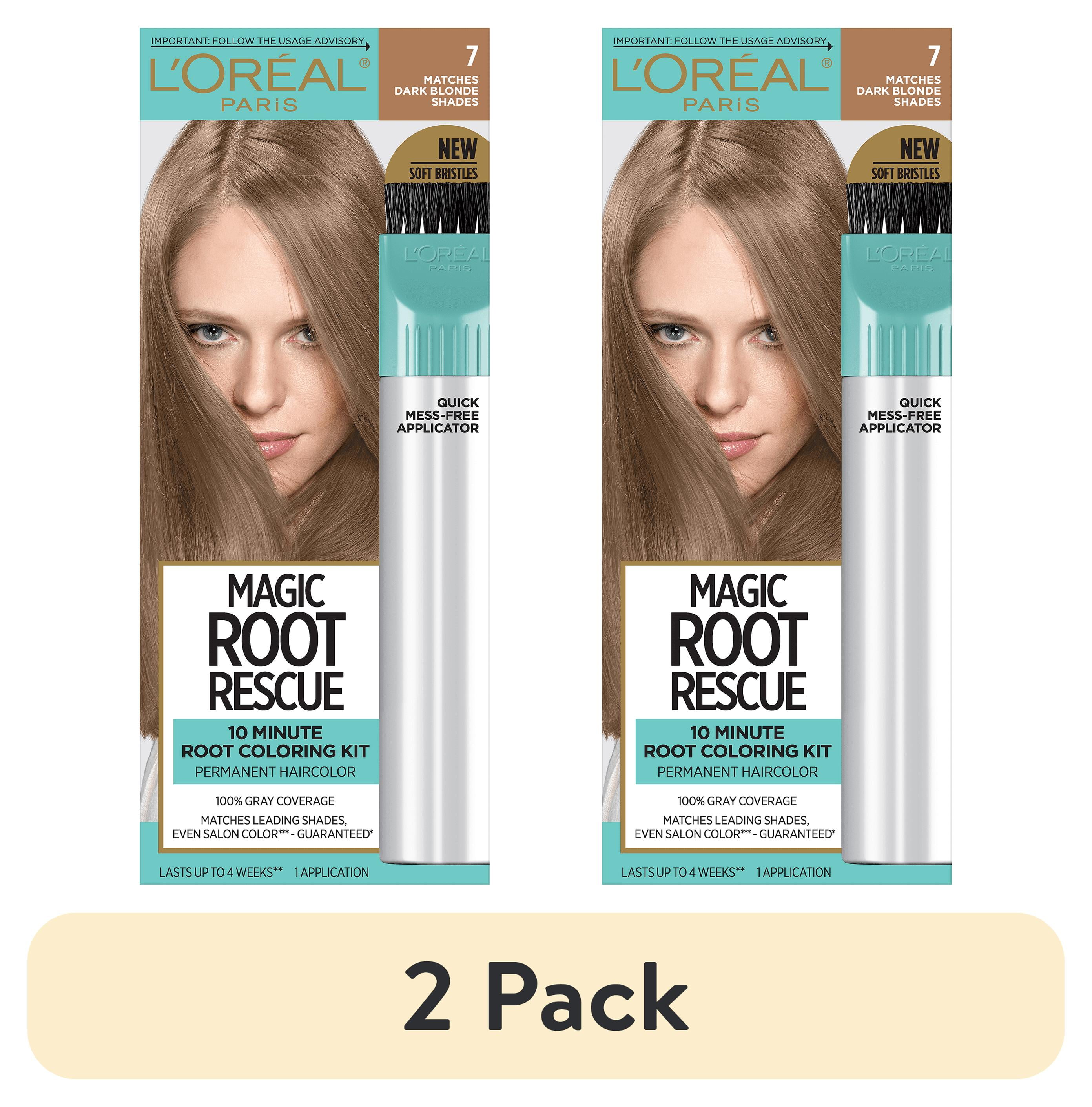 (2 pack) L'Oreal Paris Magic Root Rescue Permanent Hair Color, 7 Dark ...