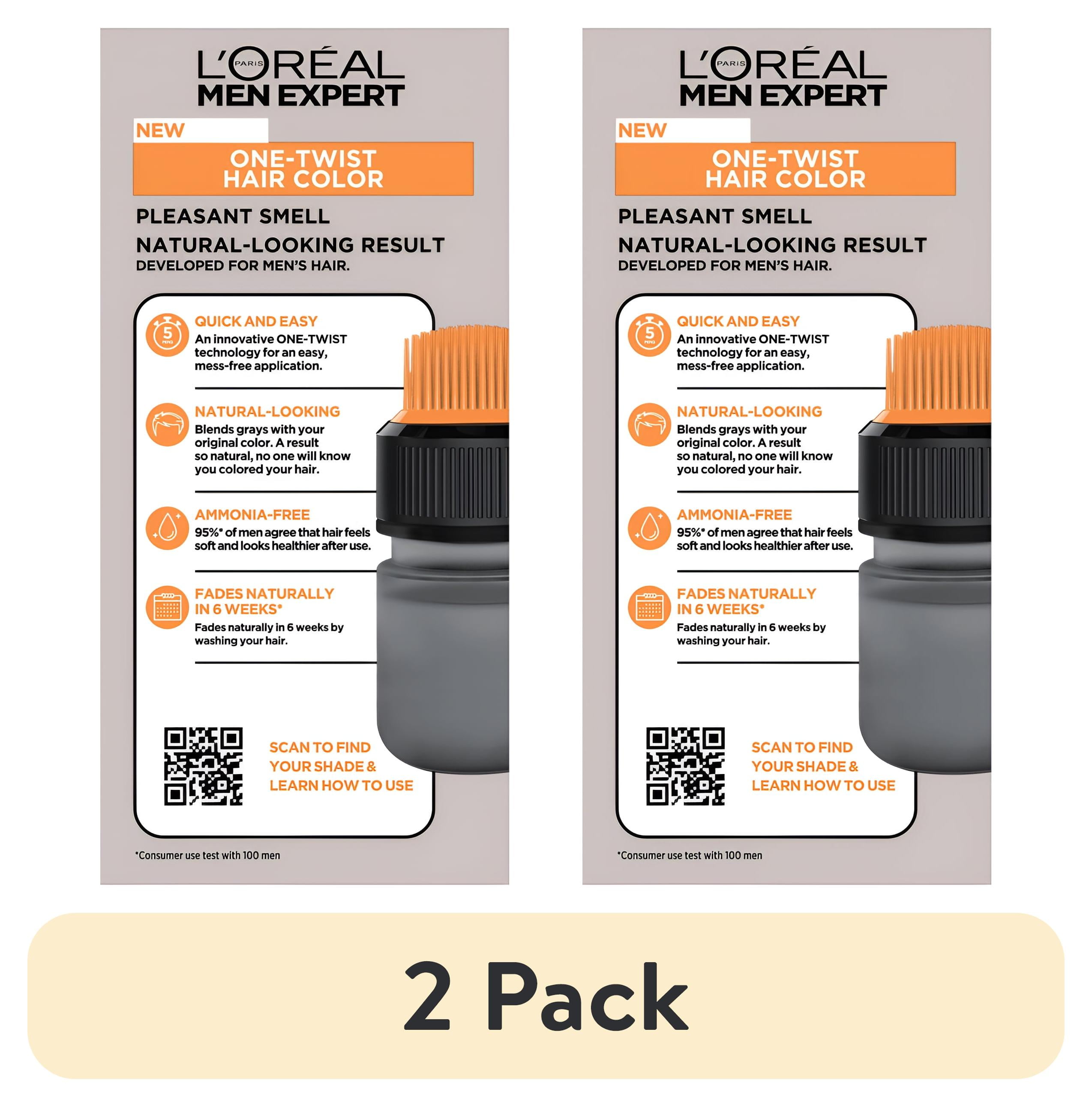 (2 pack) L'Oreal Paris Men Expert Easy Apply Permanent Haircolor, Jet ...