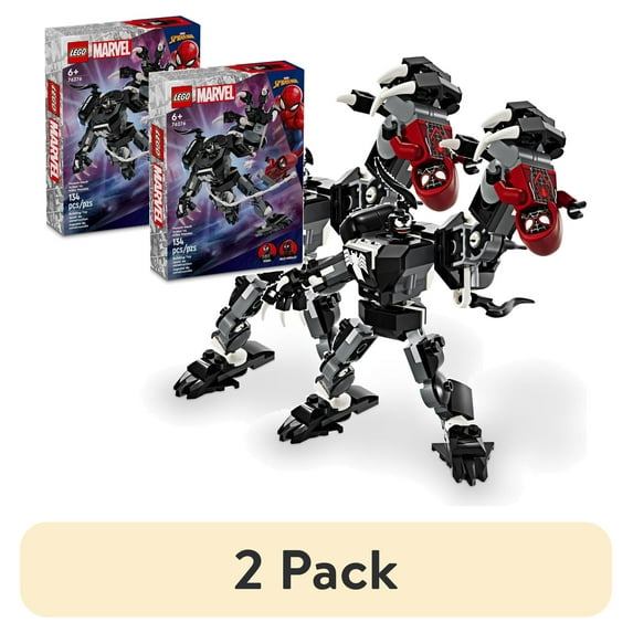 (2 pack) LEGO Marvel Venom Mech Armor vs. Miles Morales, Posable Action for Kids, Marvel ...