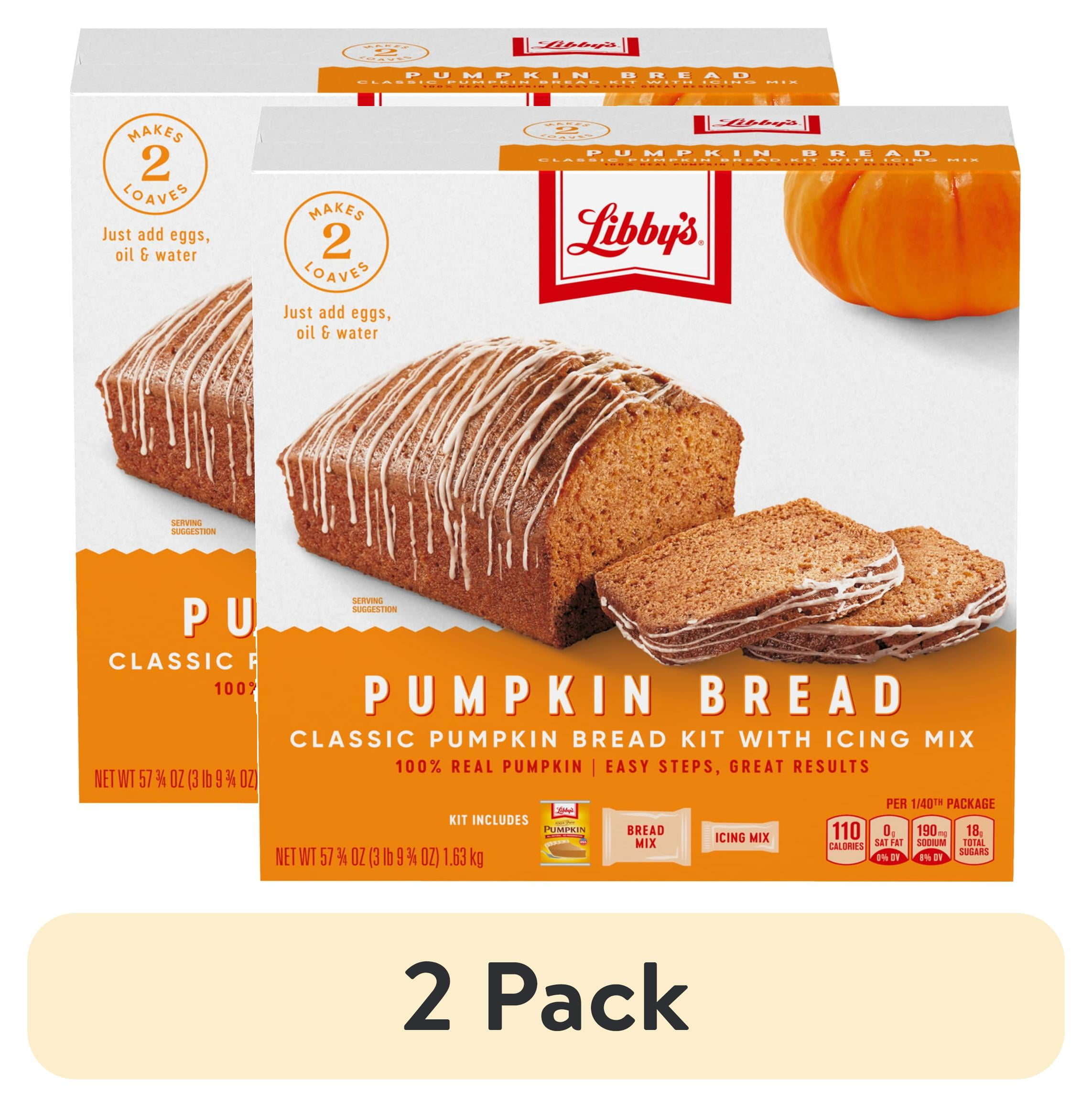 (2 pack) Libby's Pumpkin Bread Kit With Icing Baking Mix Dessert, 57.75 ...