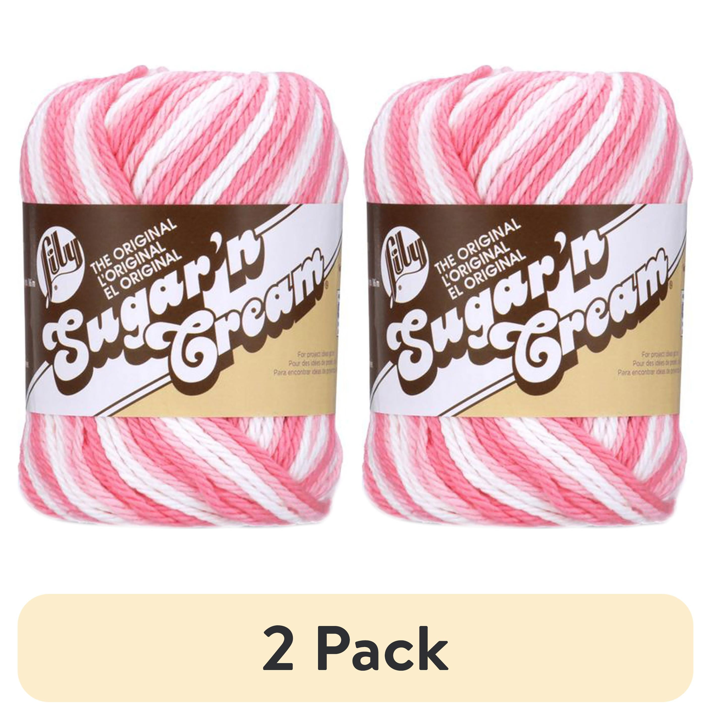(2 pack) LILY SUGAR’N CREAM OMBRES YARN (57G/2OZ), STRAWBERRY OMBRE ...