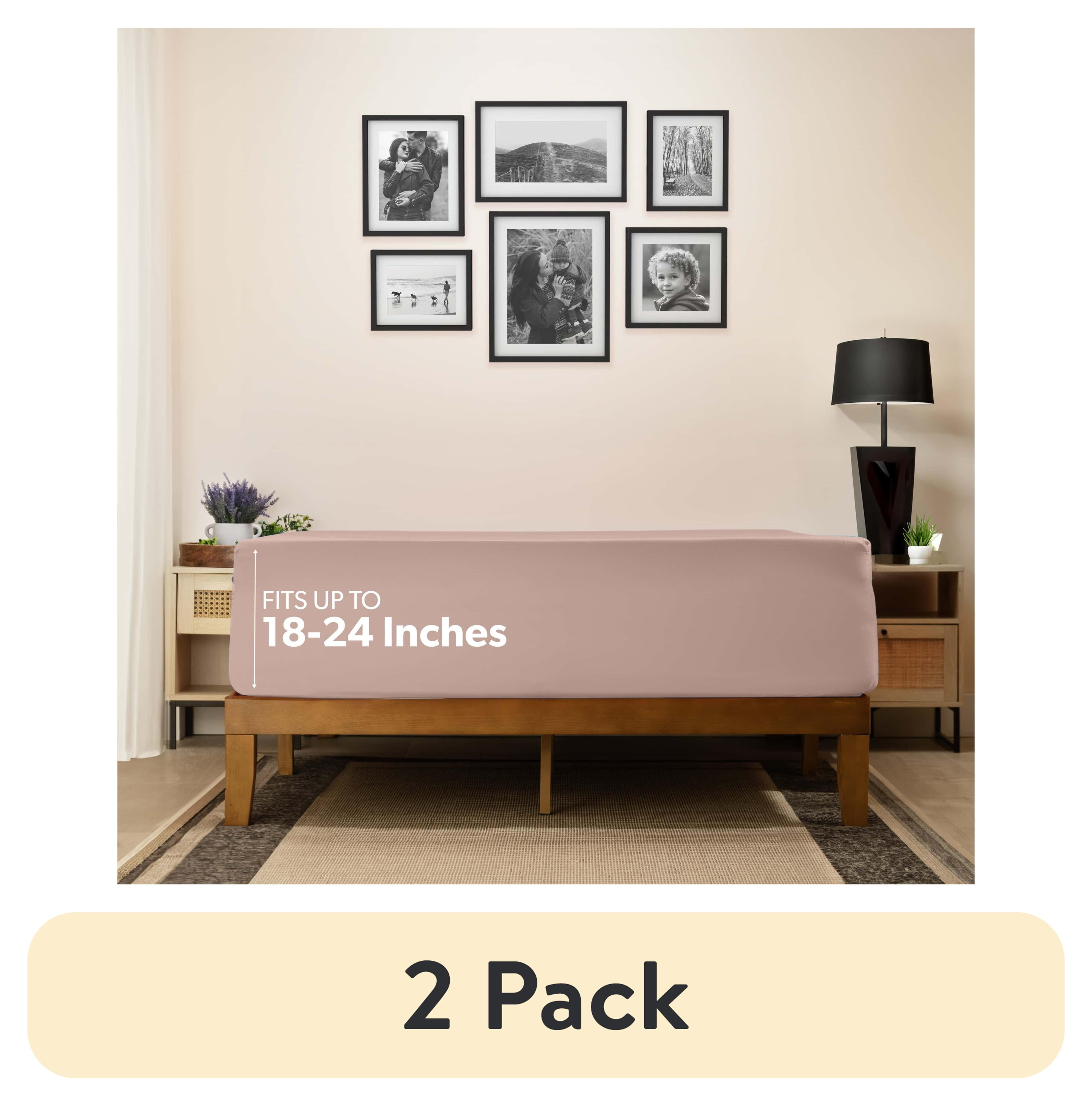 (2 pack) LammaLoe Extra Deep Pocket Queen Fitted Sheet Only, Fits 18 ...