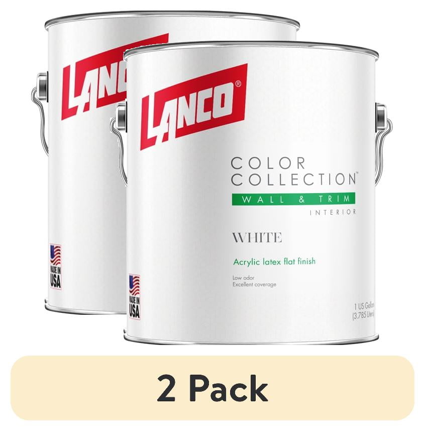 (2 pack) Lanco Color Collection Flat Interior Wall & Trim Paint, White ...