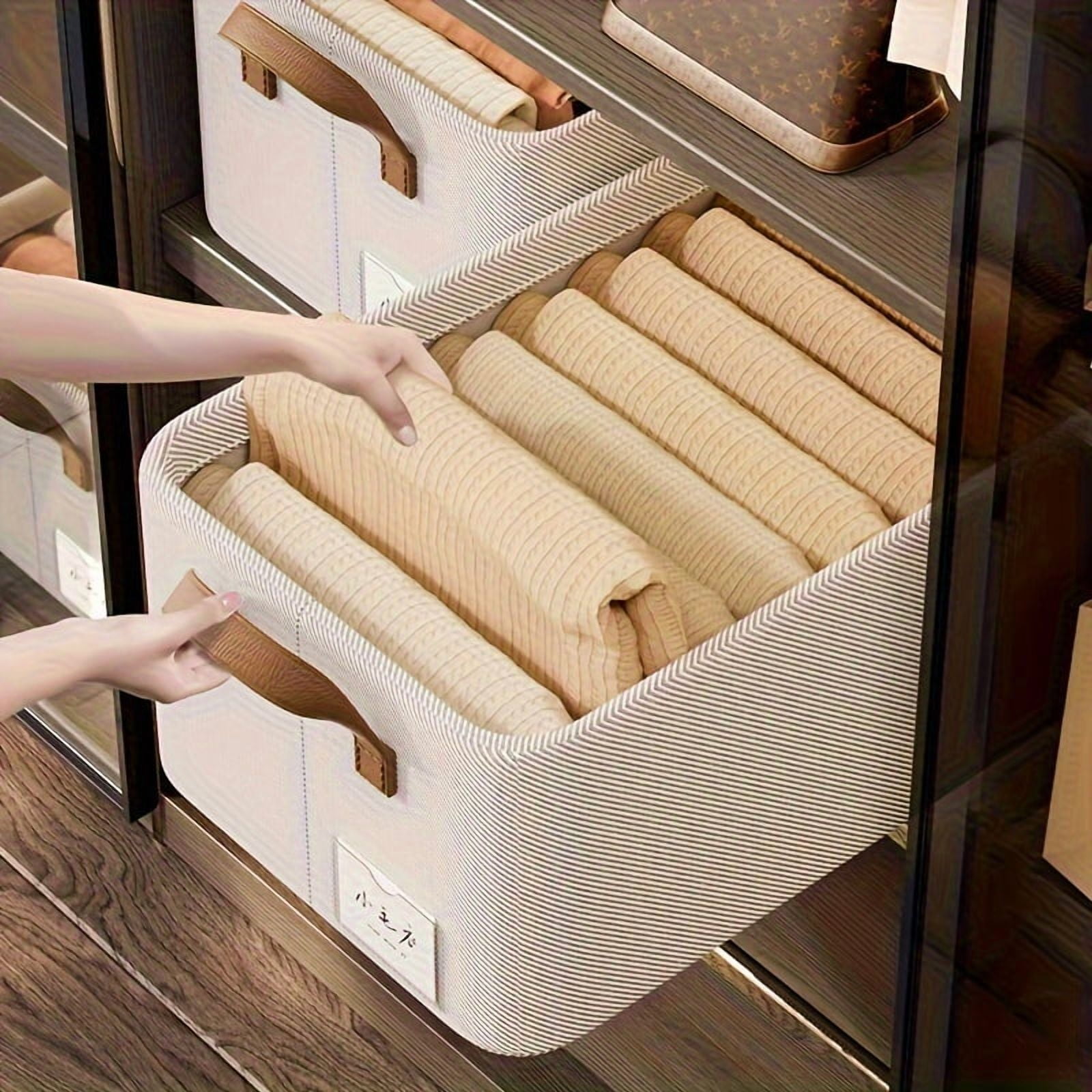 2-pack Large Storage Basket With Shelves, Fabric, Wardrobe Storage Bag ...