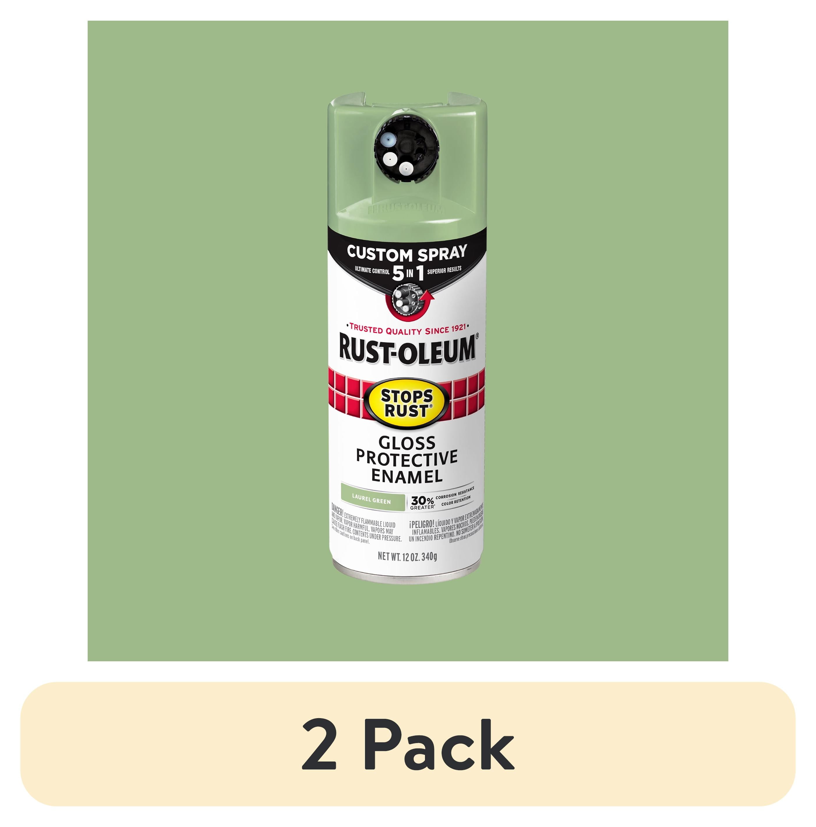 (2 pack) Laurel Green, Rust-Oleum Stops Rust Custom Sprays 5 in 1 Gloss ...