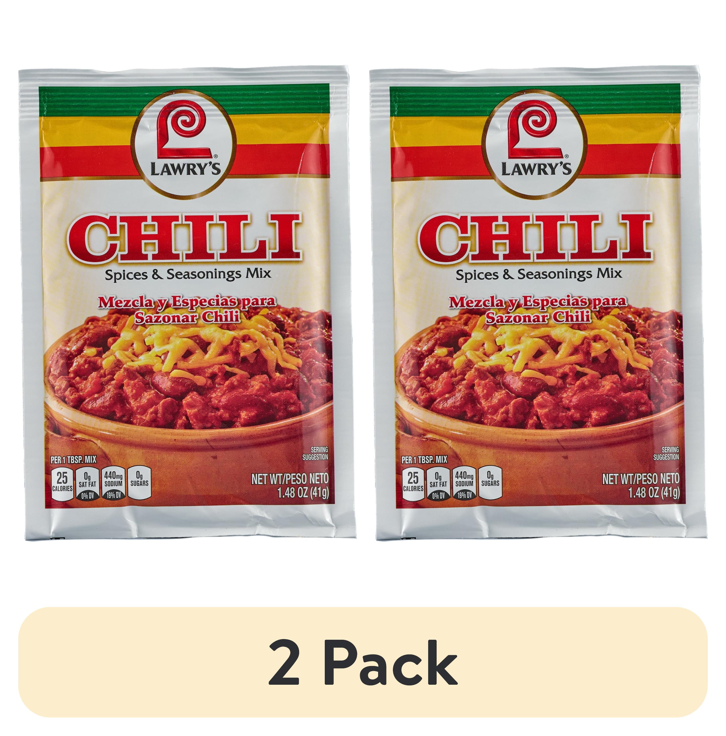 (2 pack) Lawry's Chili Spices & Seasonings Mix, 1.48 oz Envelope ...