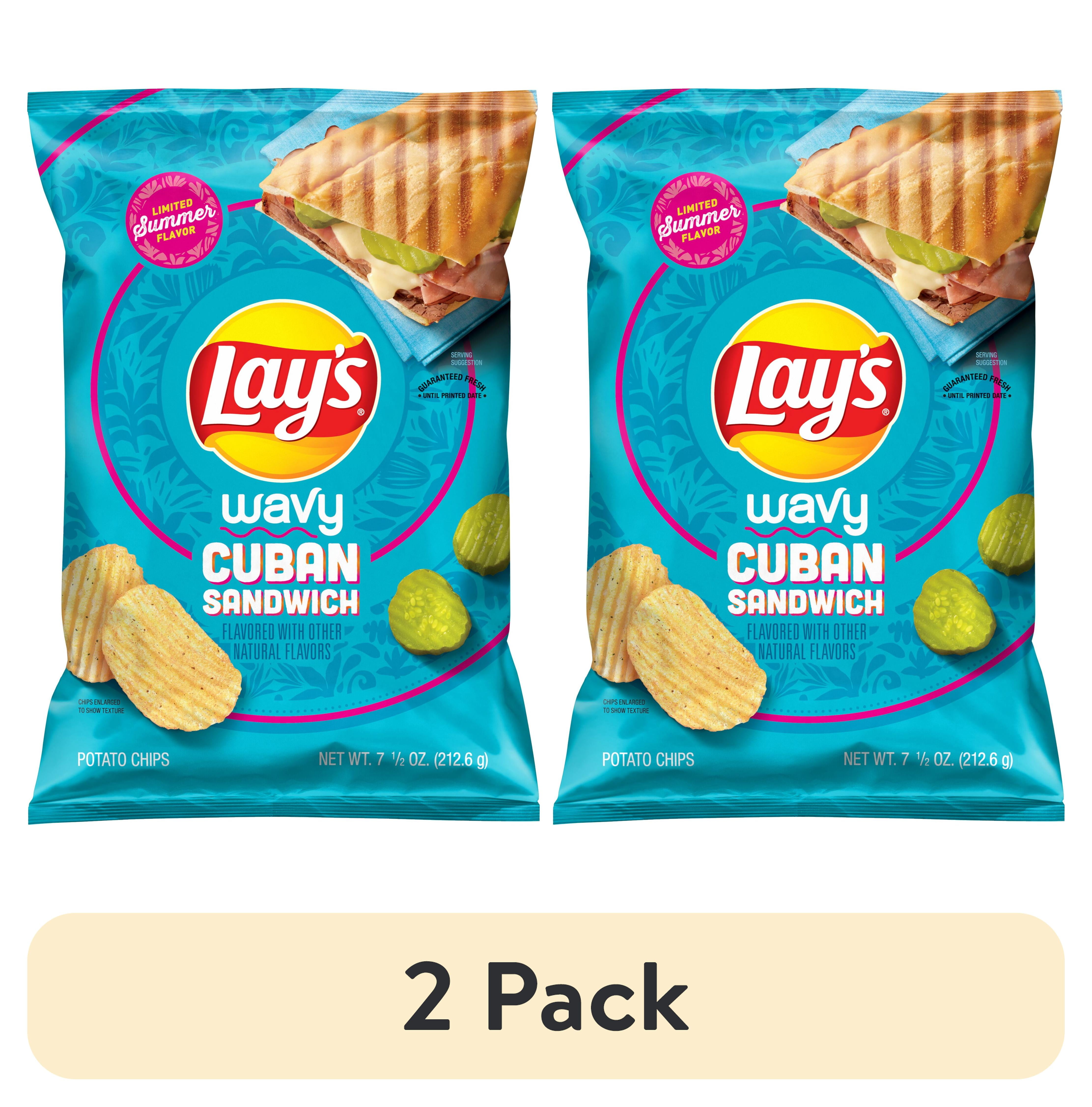 (2 pack) Lay's Cuban Sandwich Wavy Potato Chips, 7.5 oz Bag - Walmart.com