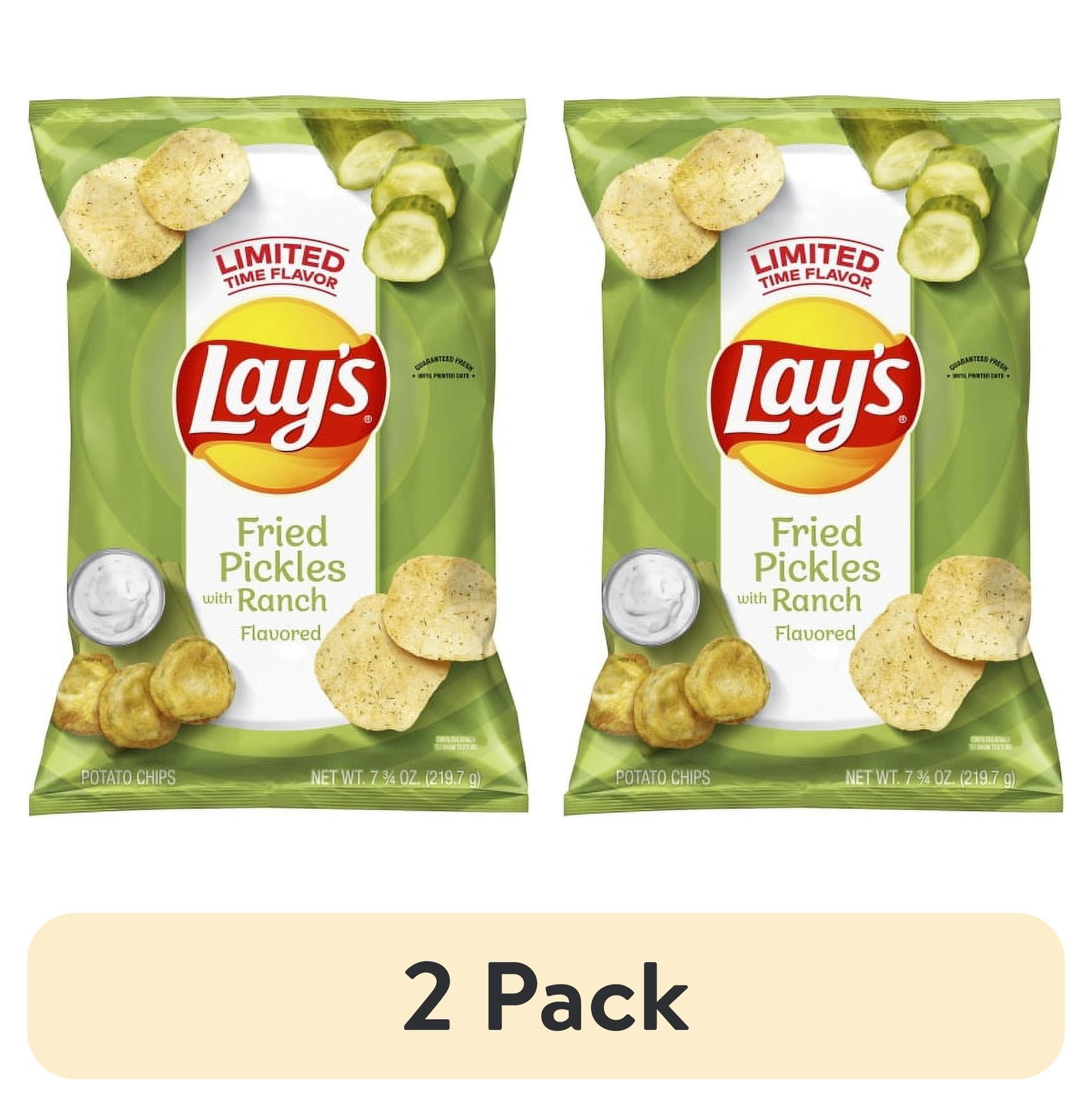 (2 pack) Lay's Midwest Inspired Fried Pickle with Ranch Flavored Potato Chips 7.75oz - 1 bag ...