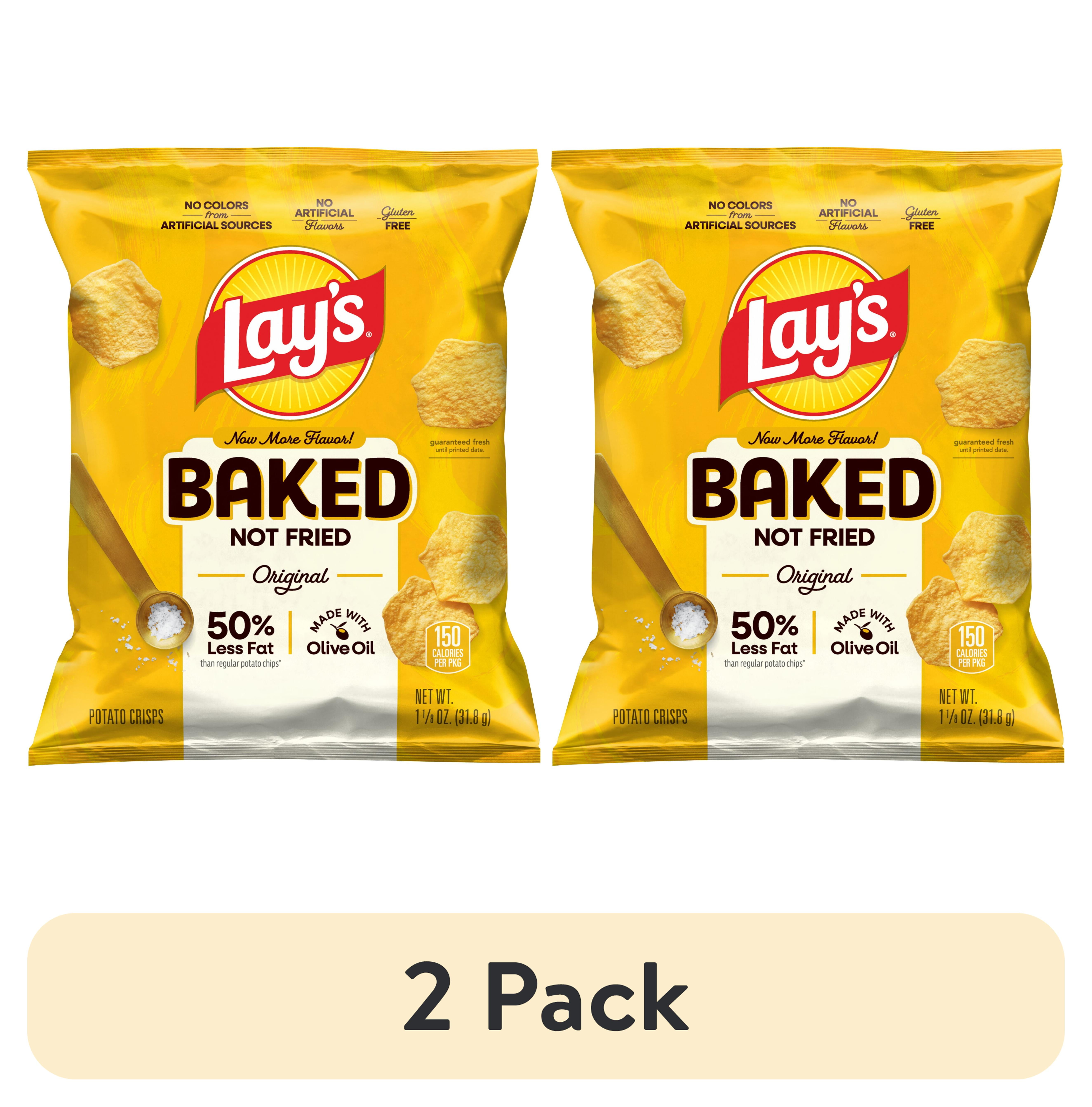 (2 pack) Baked Lay’s 50% Less Fat Original Potato Chips Bag, 1.13 oz ...