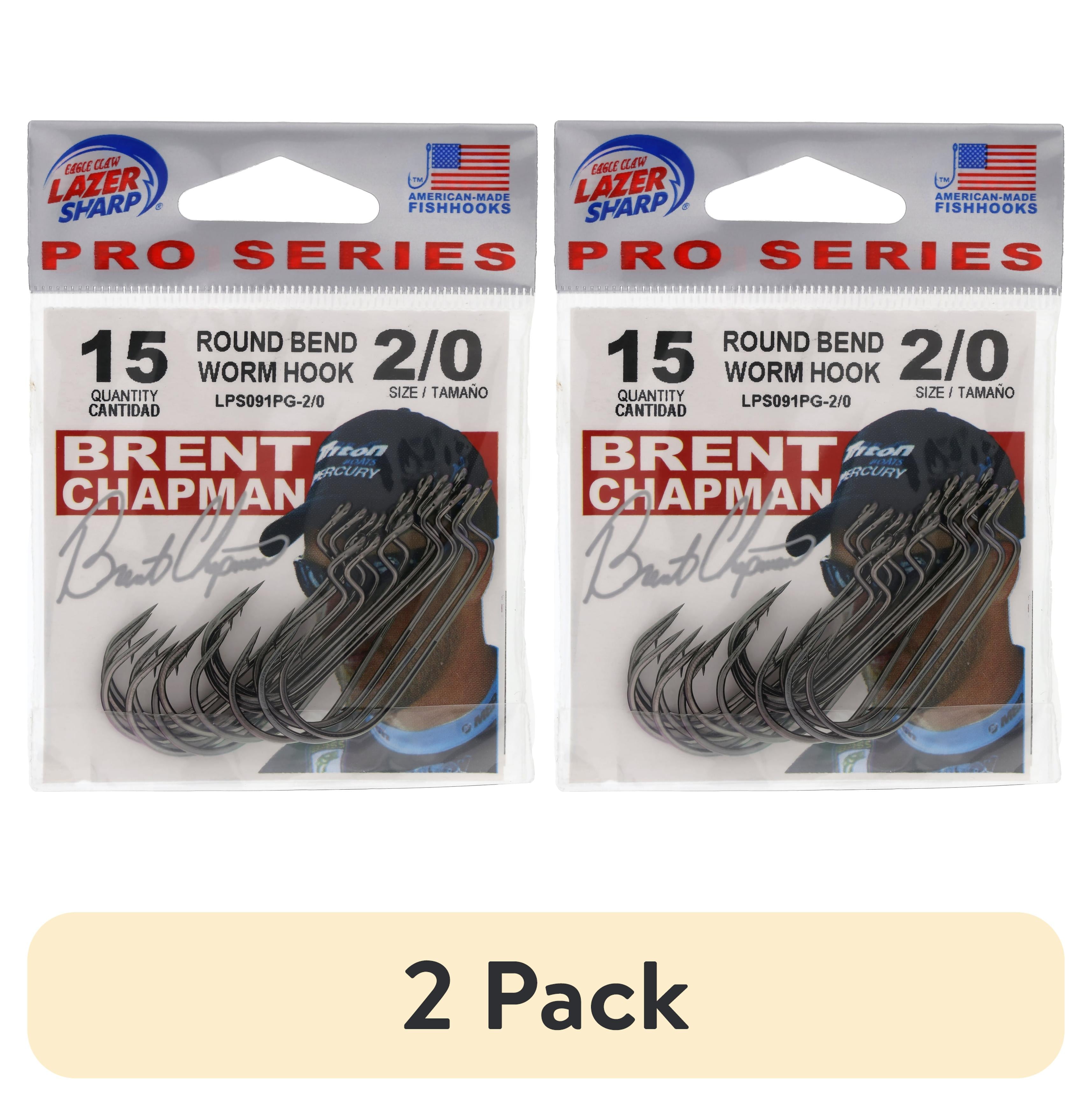(2 pack) Lazer Sharp LPS091PG-2/0 Brett Chapman Round Bend Worm Hook ...