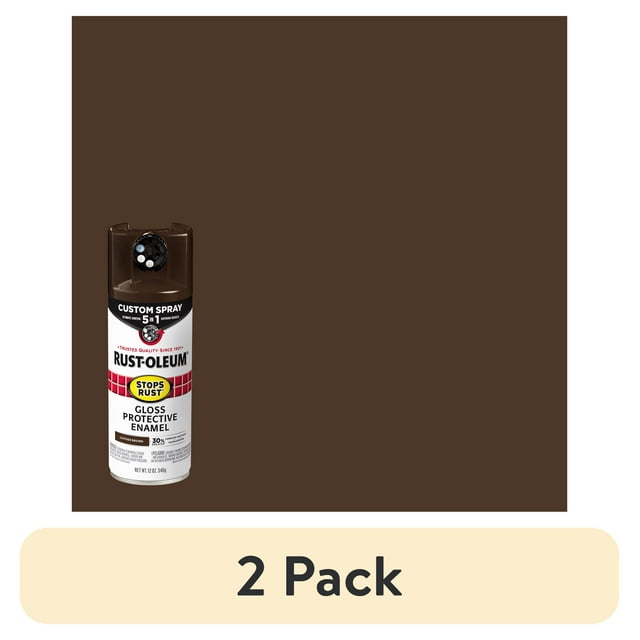 (2 pack) Leather Brown, Rust-Oleum Stops Rust Custom Sprays 5 in 1 Gloss Spray Paint- 12 oz ...